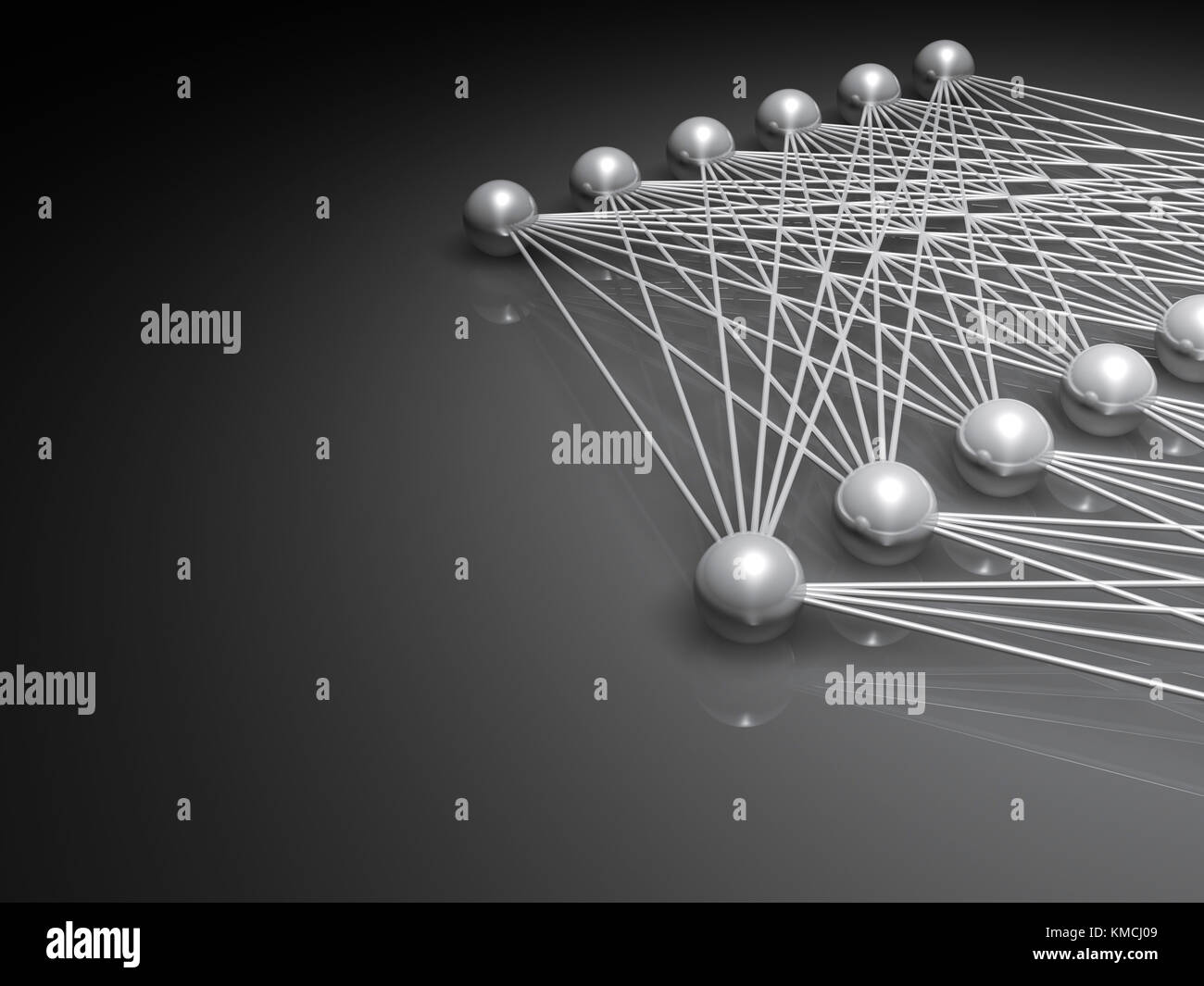 Artificial shallow neural network fragment, digital illustration with ...