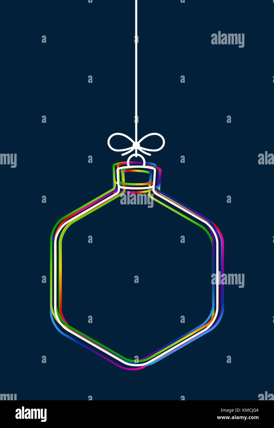Vector hanging abstract colorful Christmas ball on a string with a bow ...