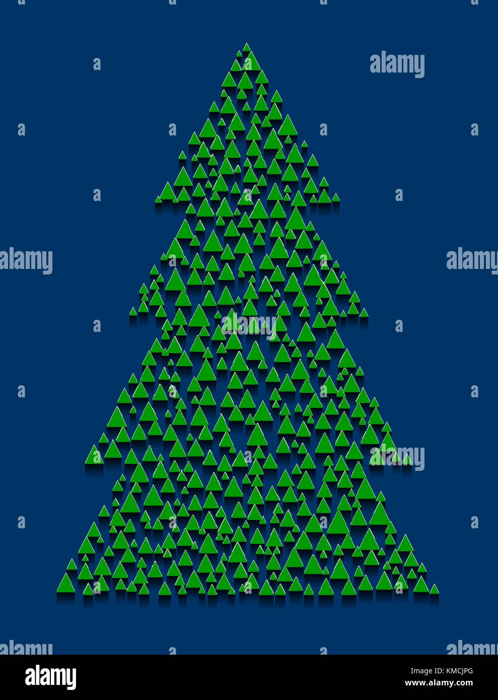 Vector abstract conifer consisting of triangles with shadow on blue ...