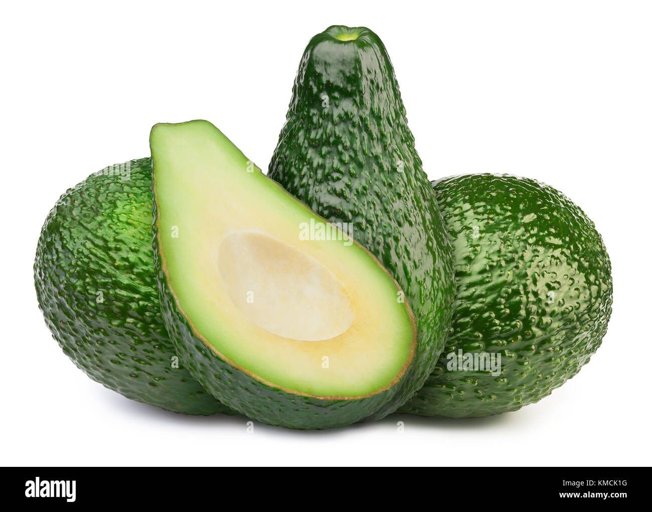 Group of green avocados isolated Stock Photo - Alamy