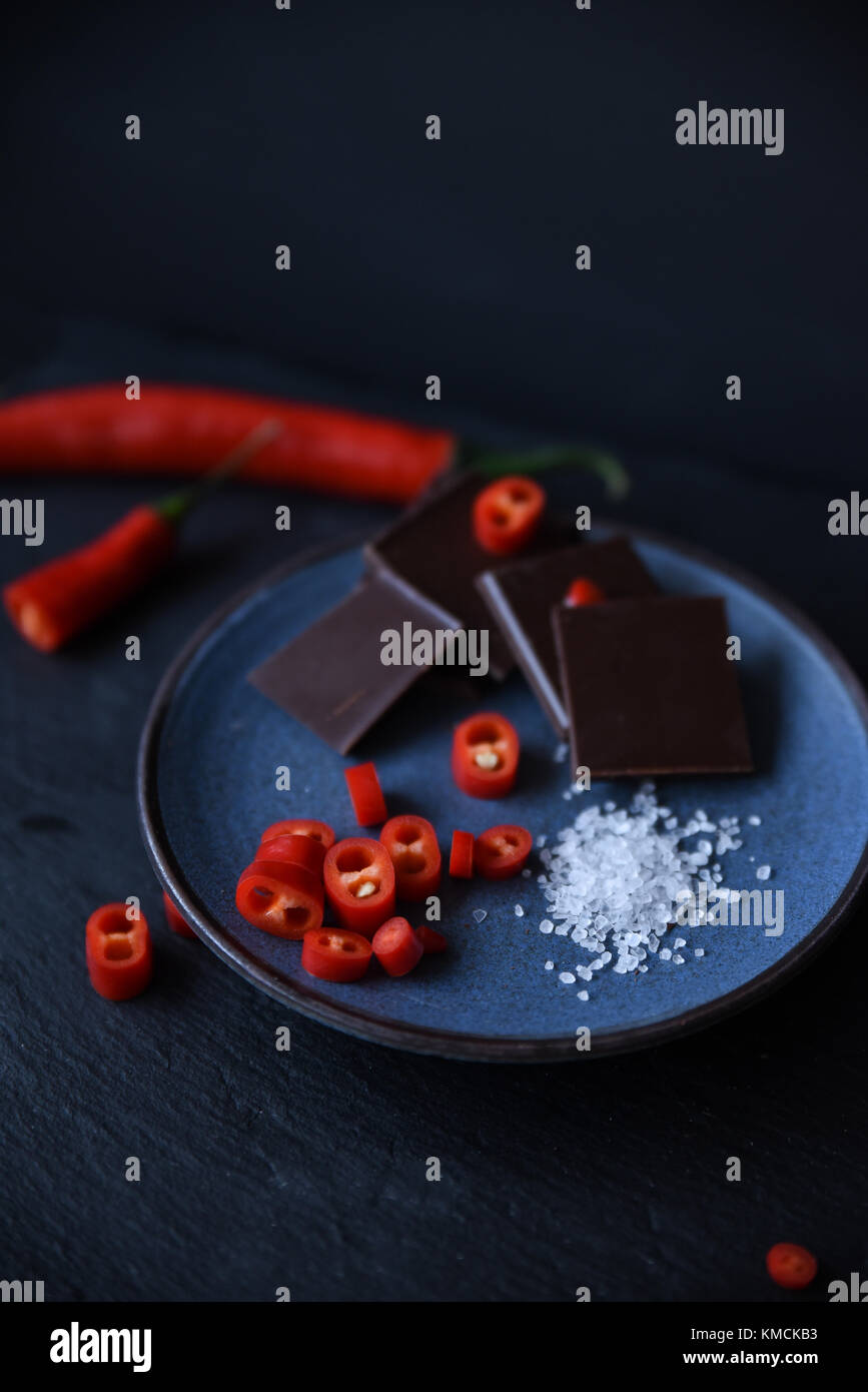 Chocolate with chili Stock Photo - Alamy