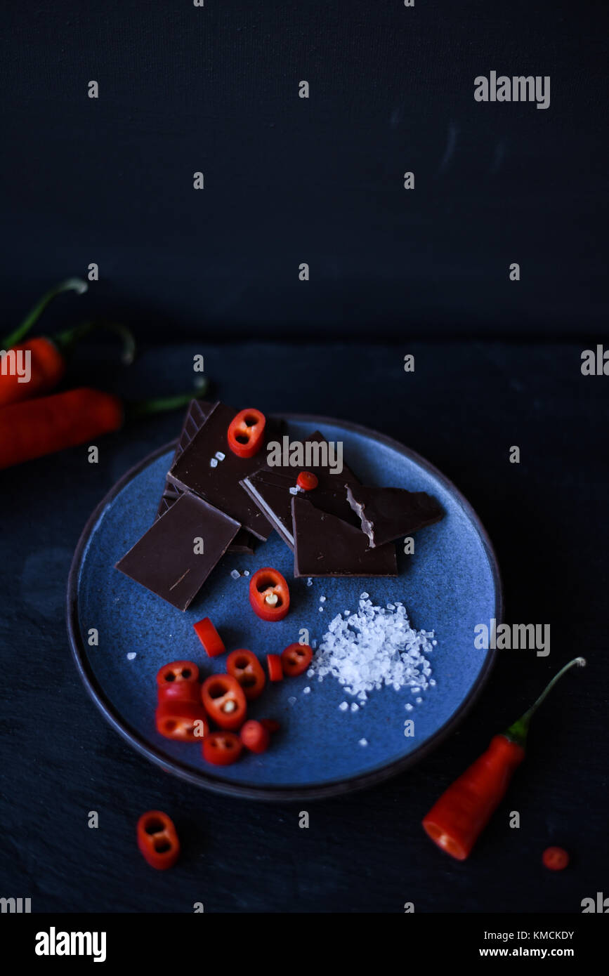 Chocolate with chili Stock Photo - Alamy