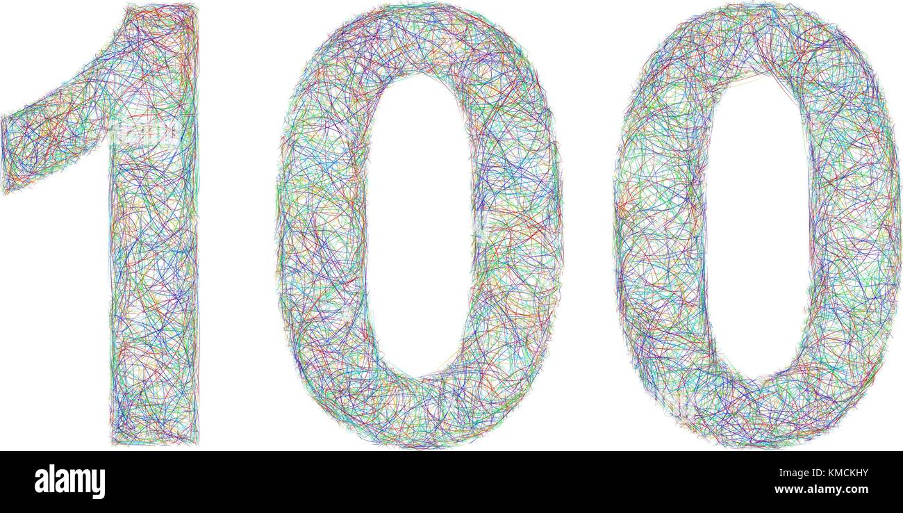 Colorful sketch anniversary design - number 100 Stock Vector Image ...