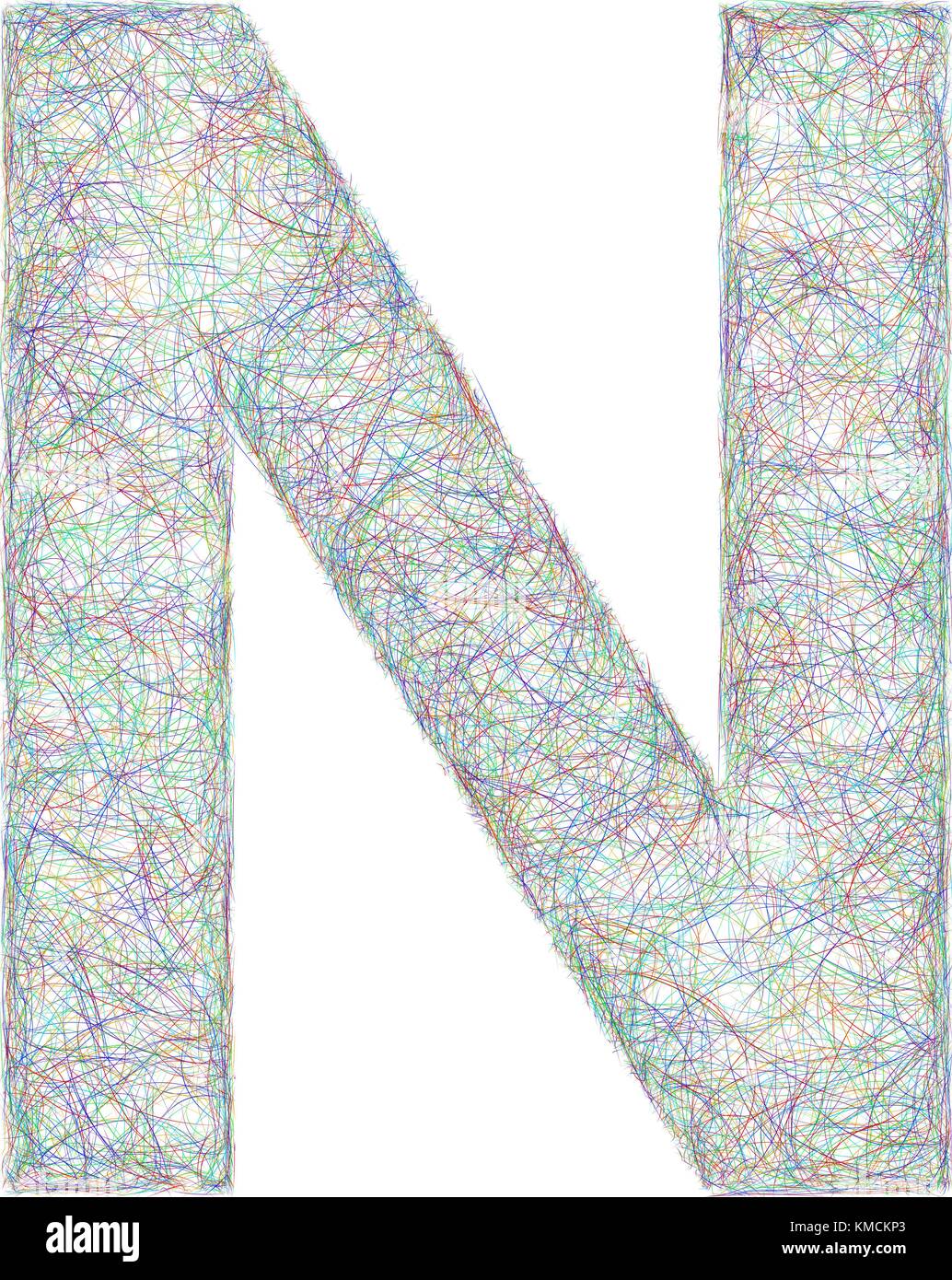 Colorful sketch font design - letter N Stock Vector Image & Art - Alamy