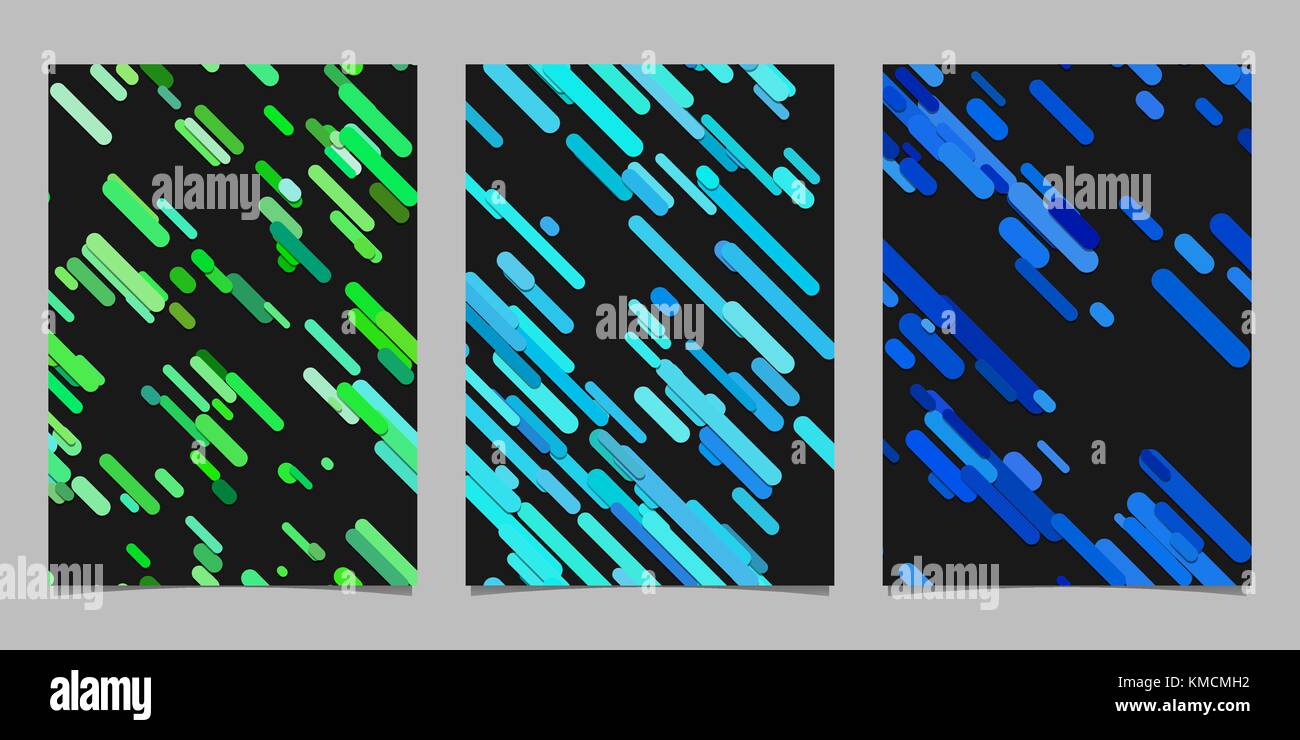 Seamless chaotic rounded diagonal stripe pattern brochure template set - vector page background ...