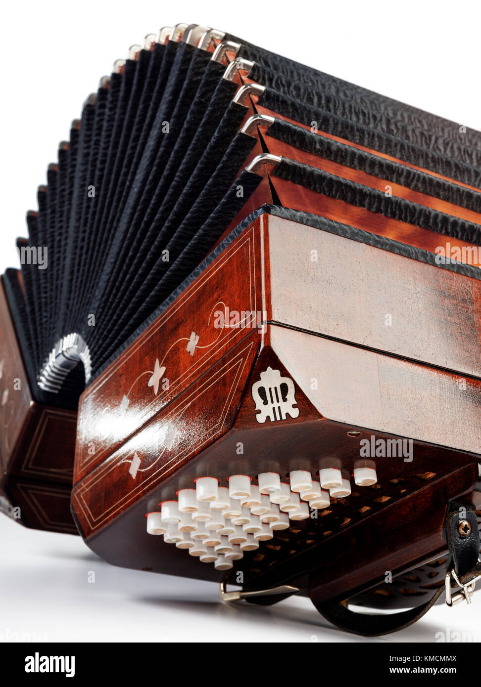 Close-up on bandoneon, tango instrument, on white background Stock ...