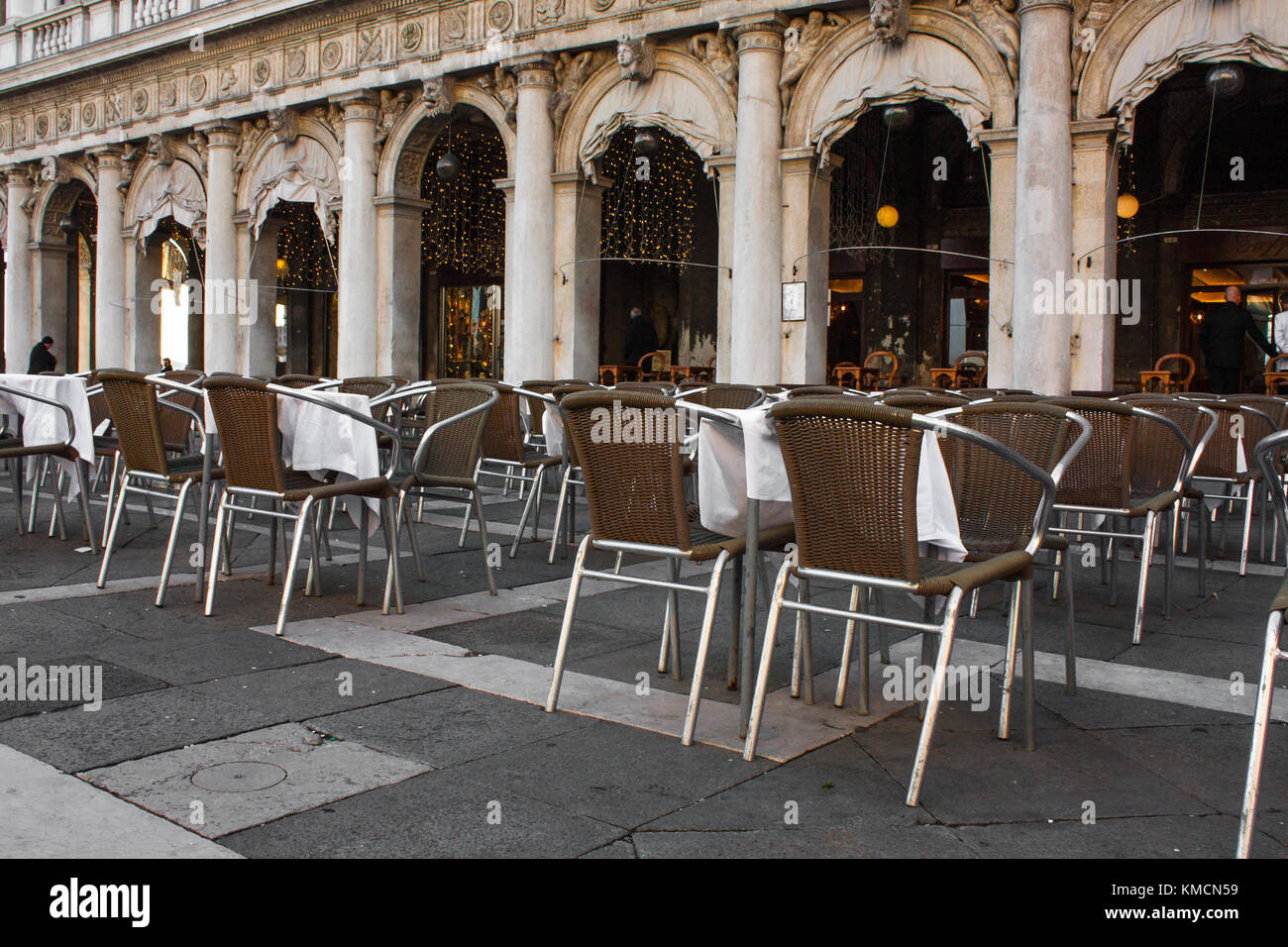 Open Air Restaurant, Chairs with Tables on San Marco square Venice ...