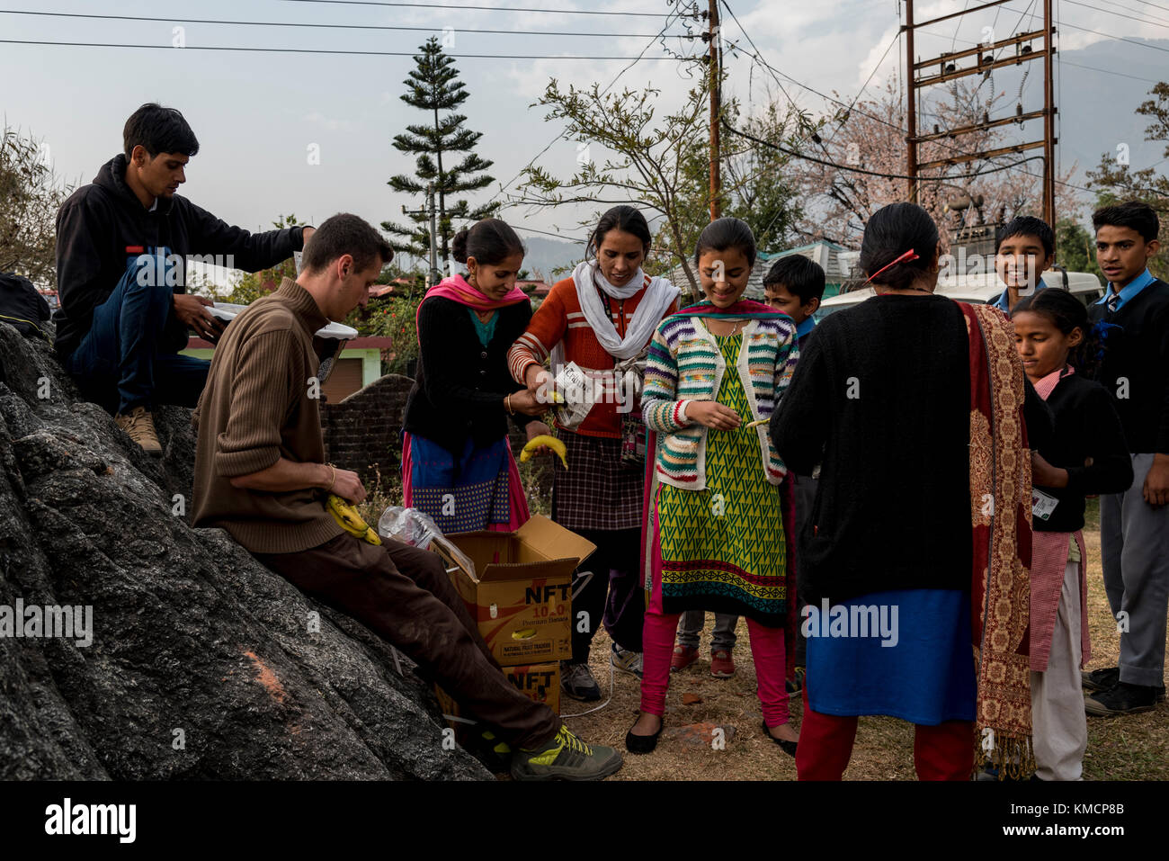 Free distribution of eatables to school kids during a camp organised ...