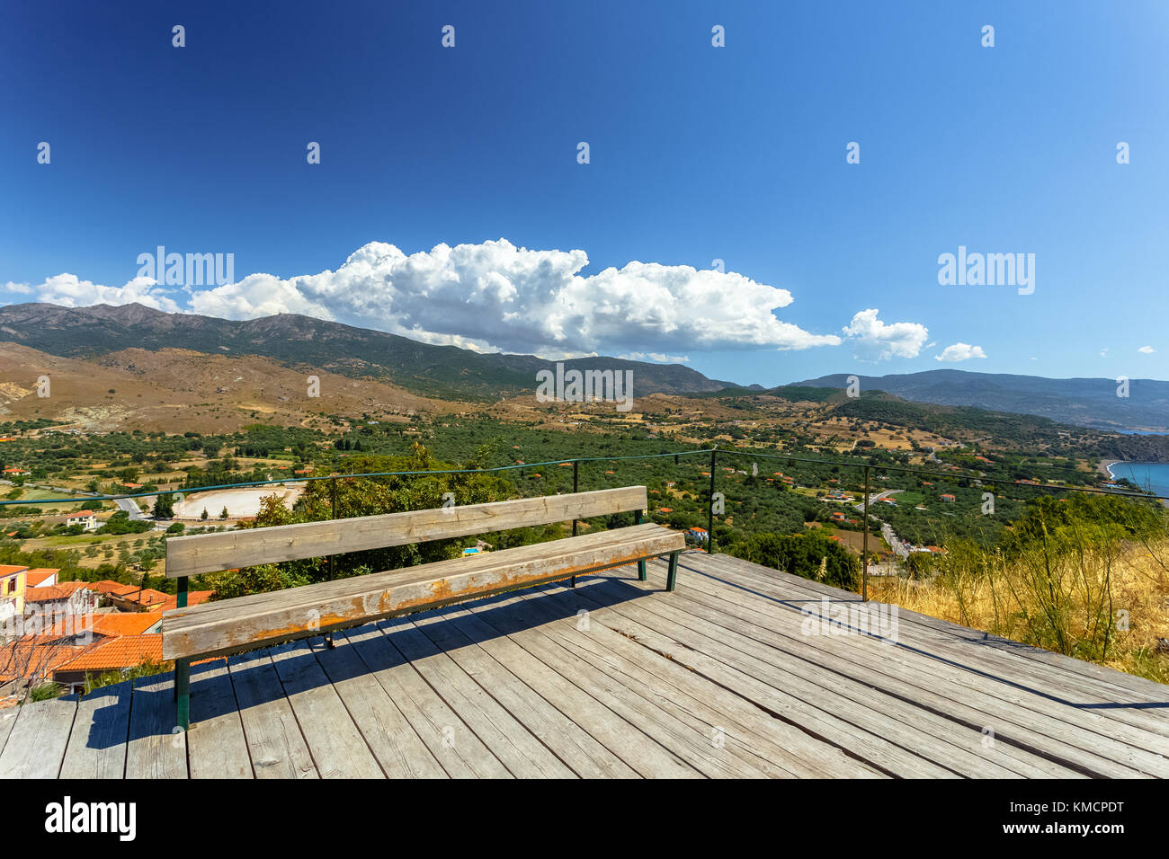 Panoramic view near Molyvos castle against a cloudy sky on the north ...