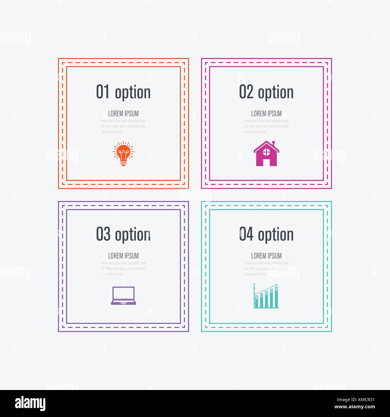 Business infographics template 4 steps with square Stock Vector Image ...