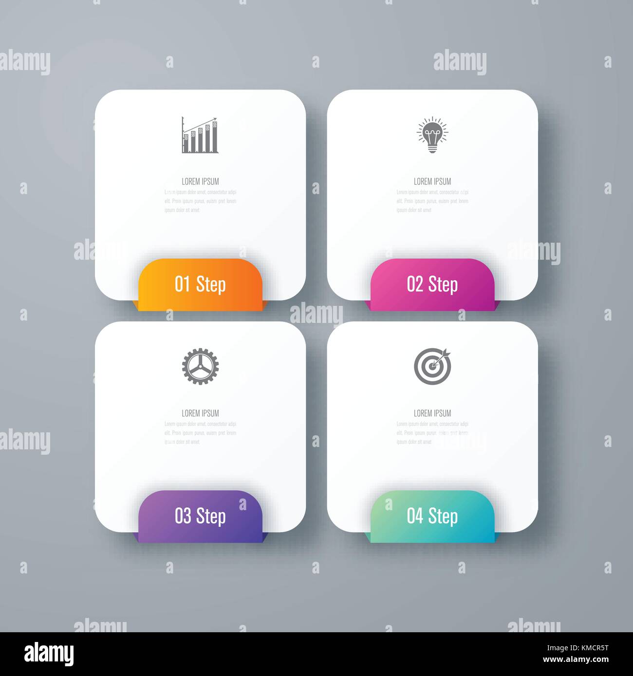 Business infographics template 4 steps with square Stock Vector Image ...