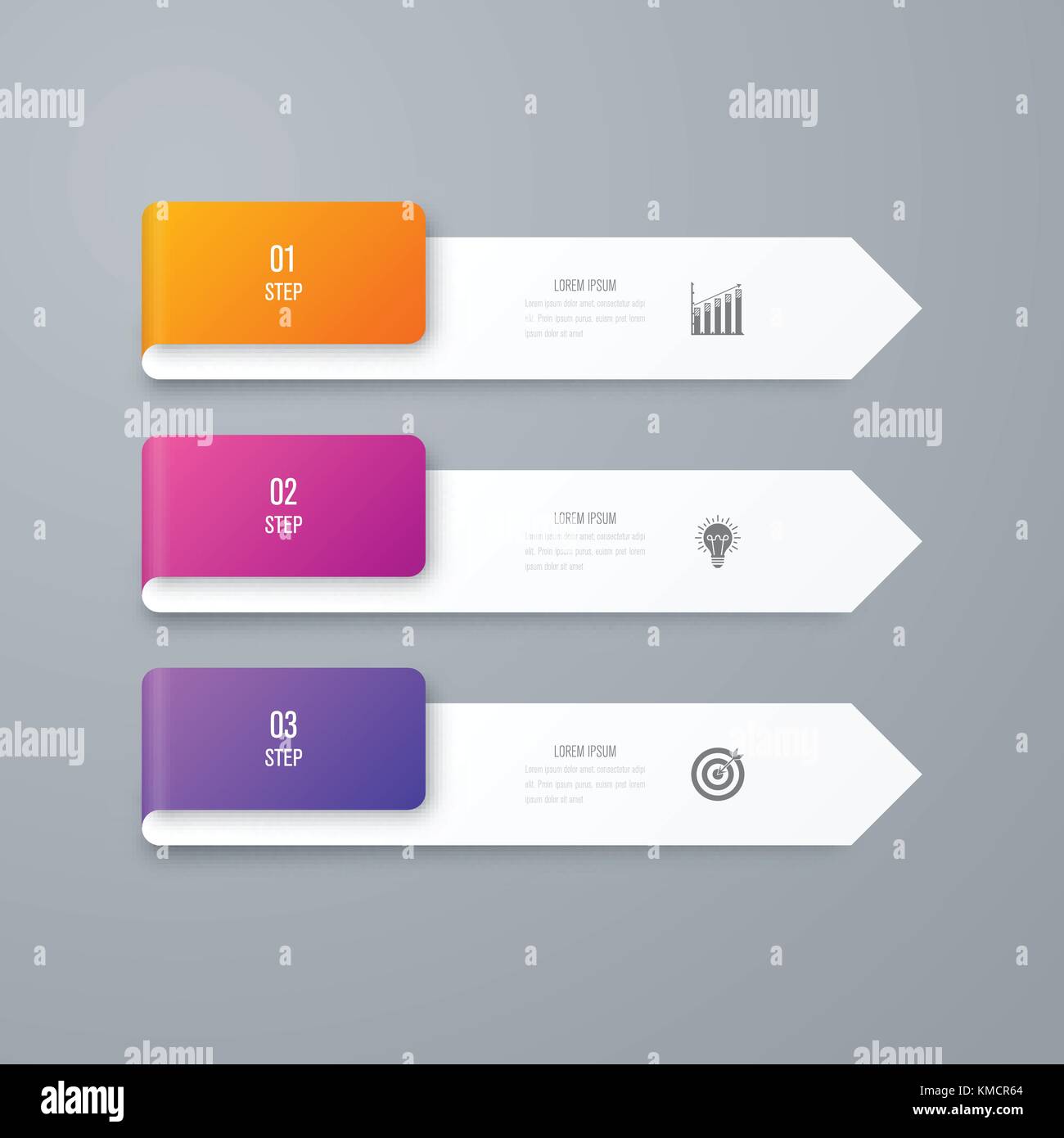 Business infographics template 3 steps with square Stock Vector Image ...