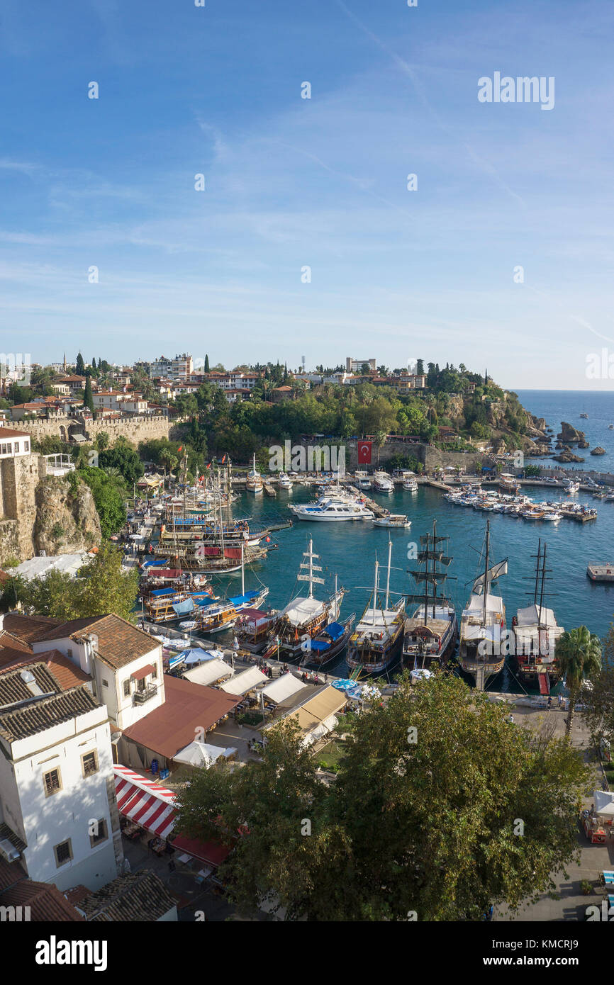 View on harbour at the old town Kaleici, Antalya, turkish riviera ...