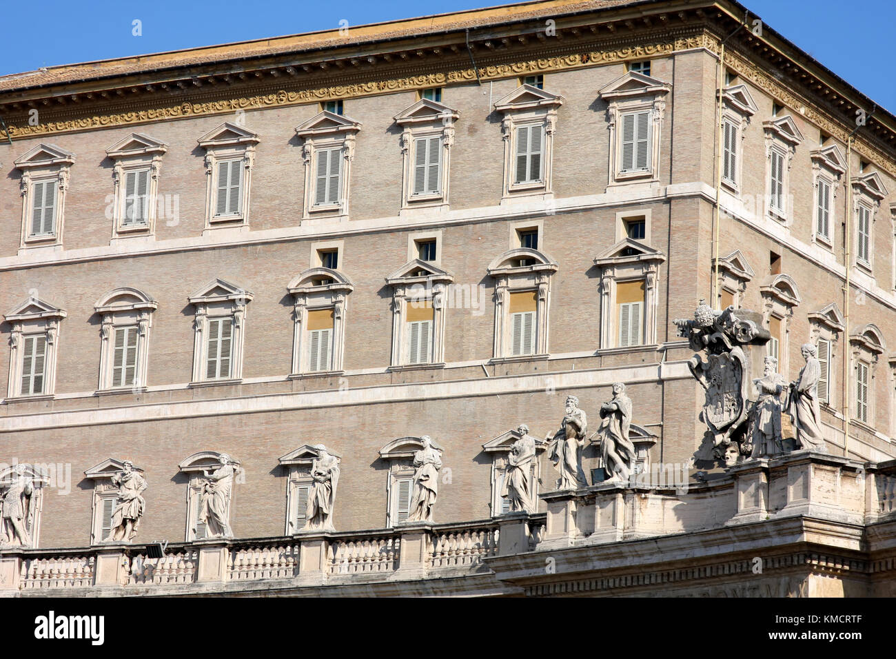 Apostolic Palace, Pope's residense and window of a St. Peter's Basilica ...