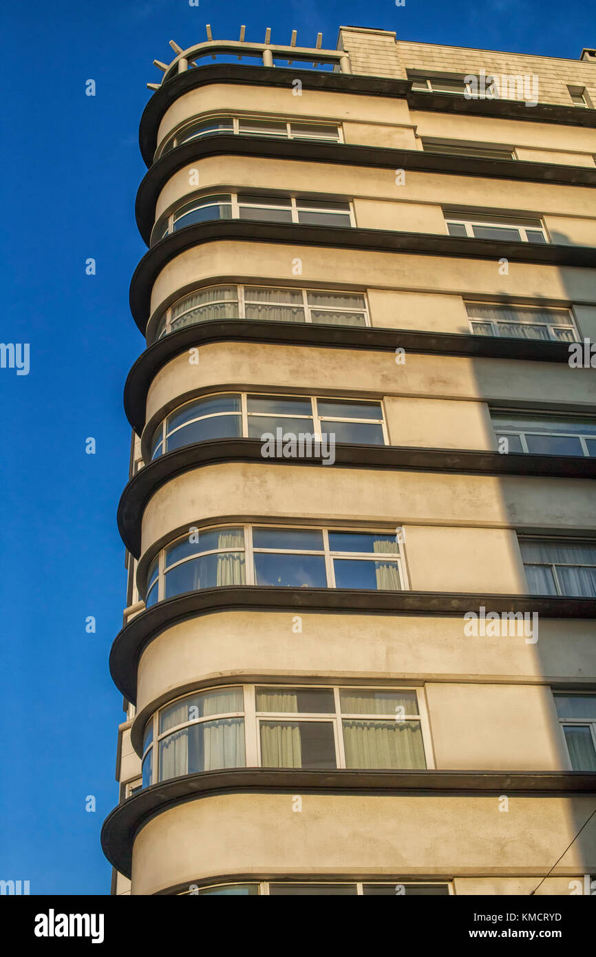 Typical art deco building with curved corners from the 1920's in ...