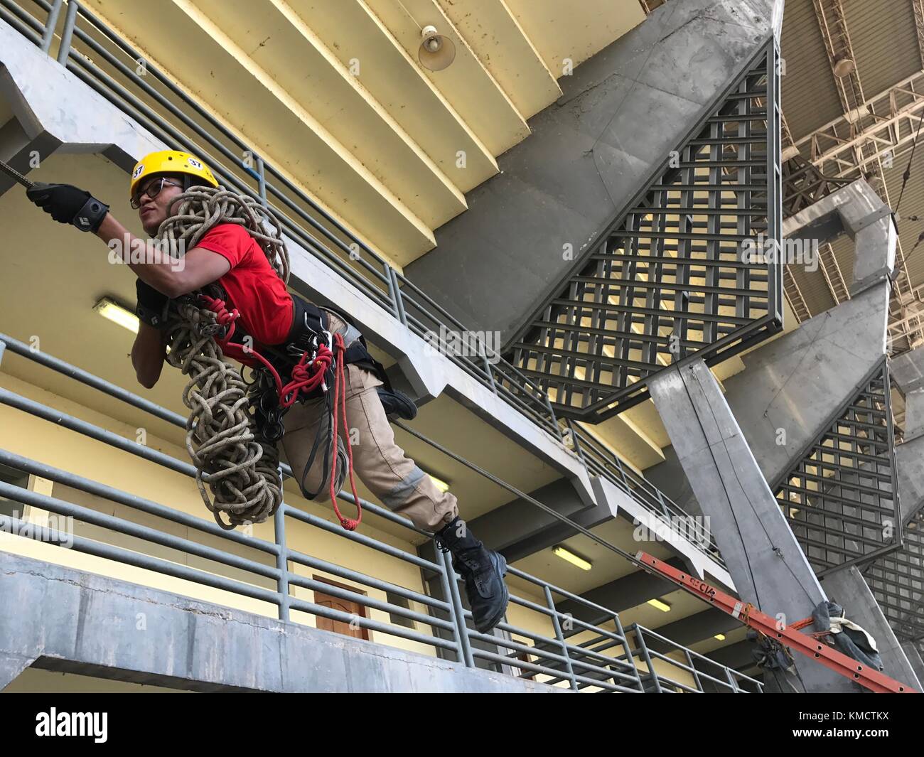 Macapa, Brazil. 17th Nov, 2017. A firefighter practices a manoeuvre at ...