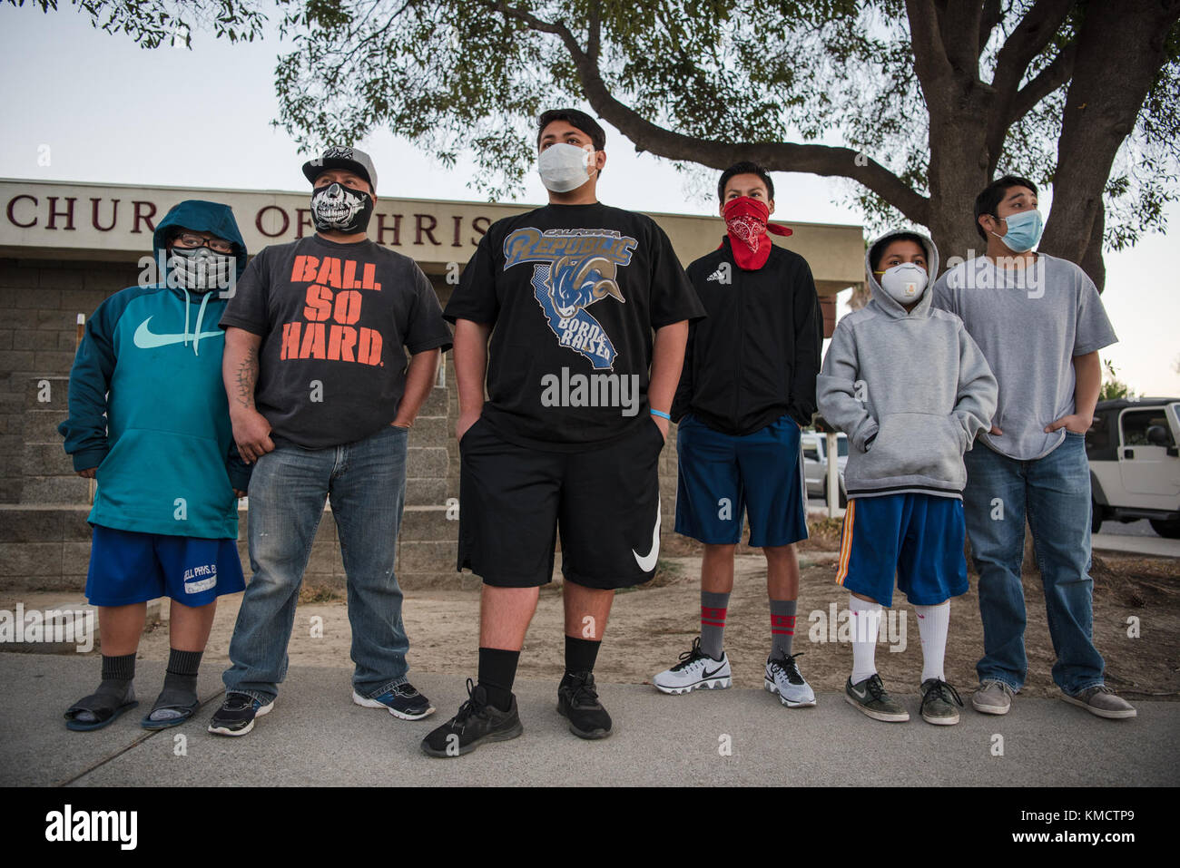 Santa Paula, California, USA. 5th Dec, 2017. A group of residents look ...