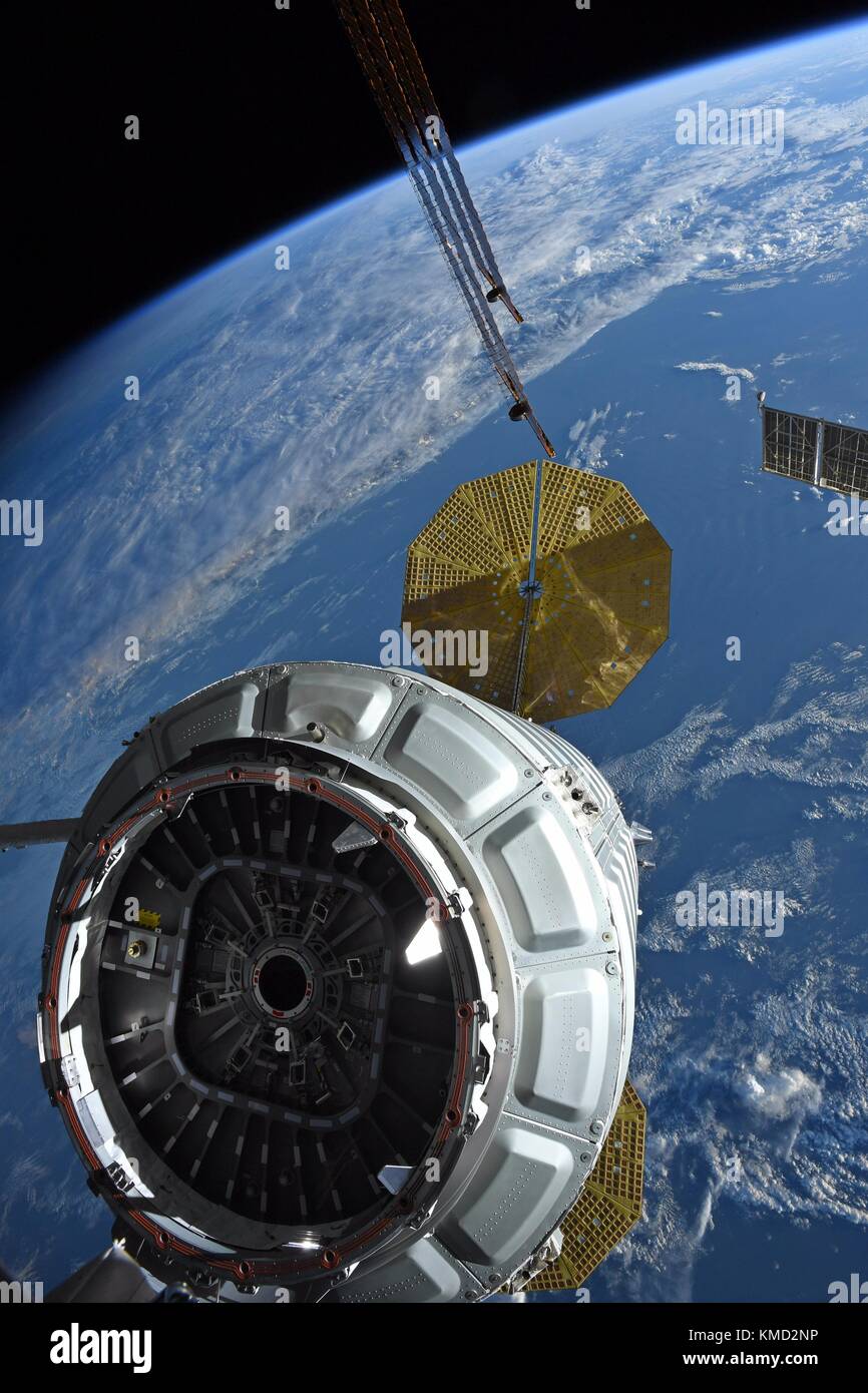 The Orbital Atk Cygnus Cargo Spacecraft Drifts Away From The