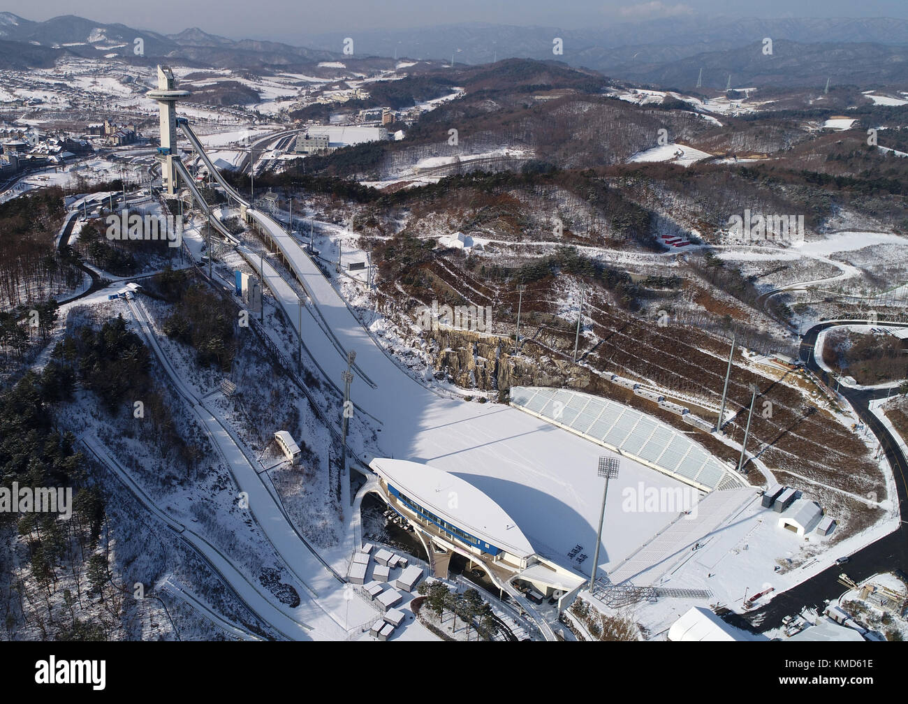 07th Dec, 2017. Olympic ski jump venue This aerial photo taken Dec. 7 ...