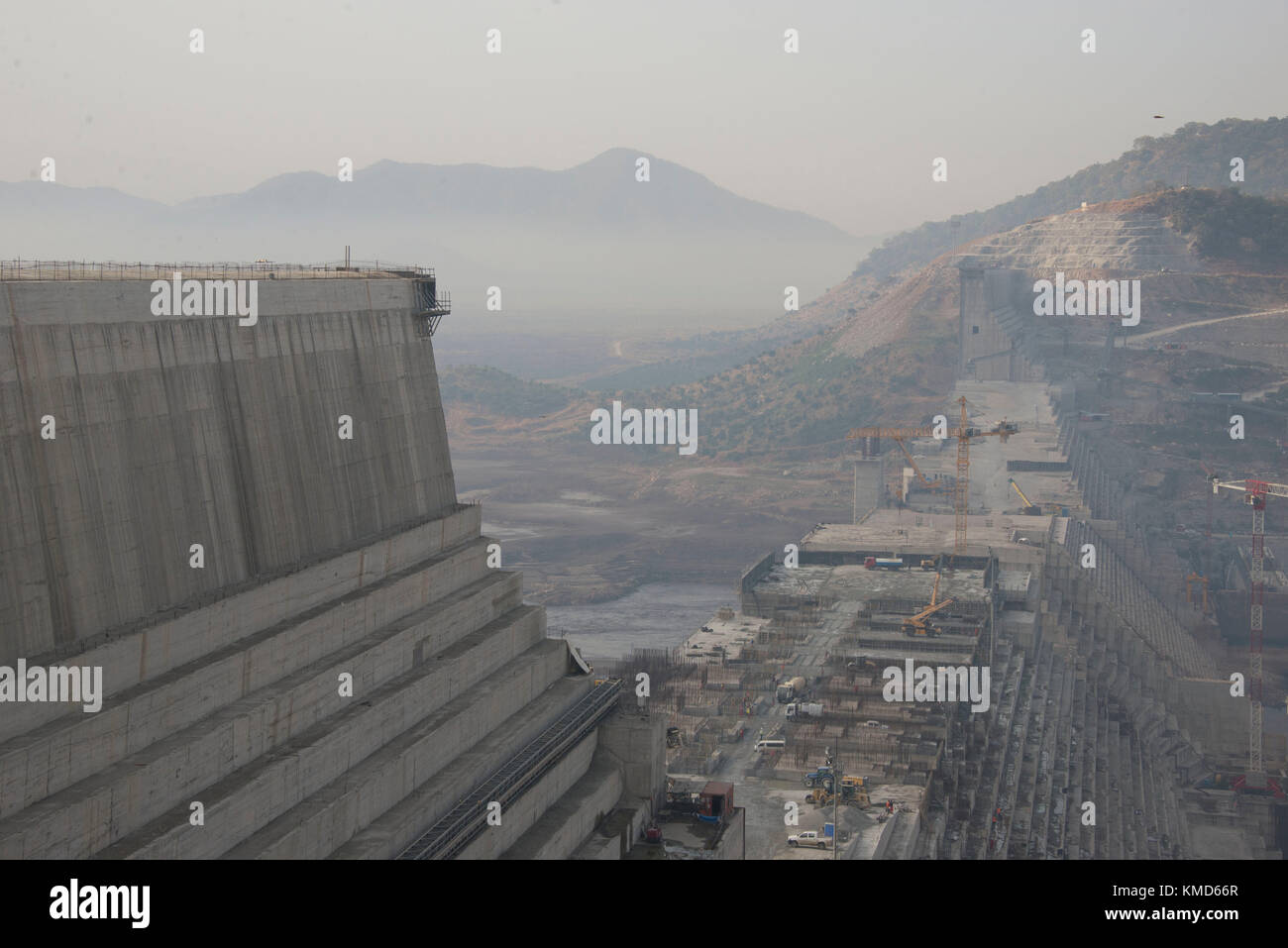 Building site machines stand on the construction site of the Grand ...