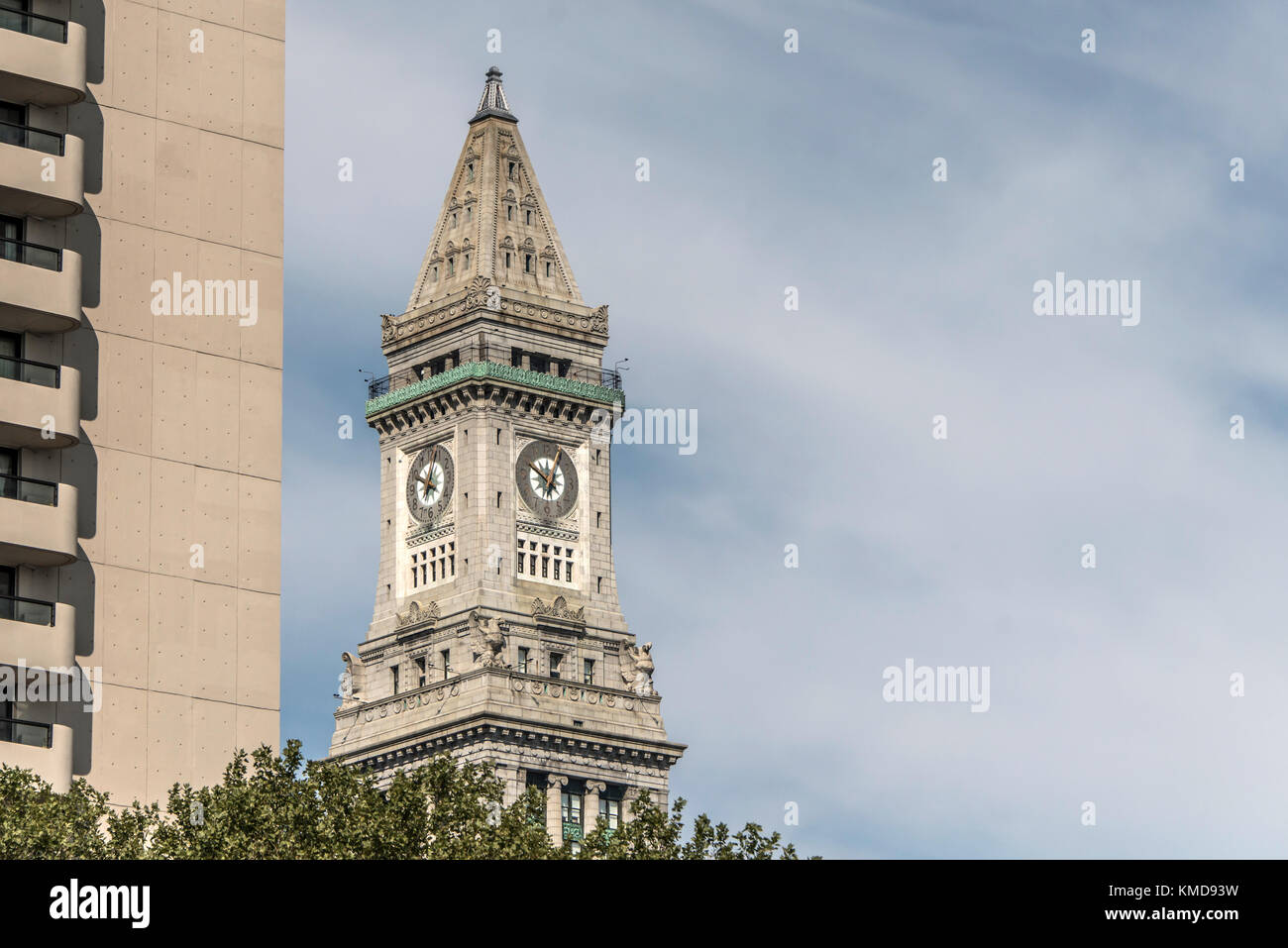 View of the historic Custom House skyscraper clock tower in skyline of ...