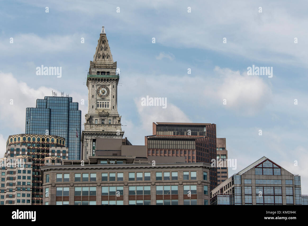 View of the historic Custom House skyscraper clock tower in skyline of ...