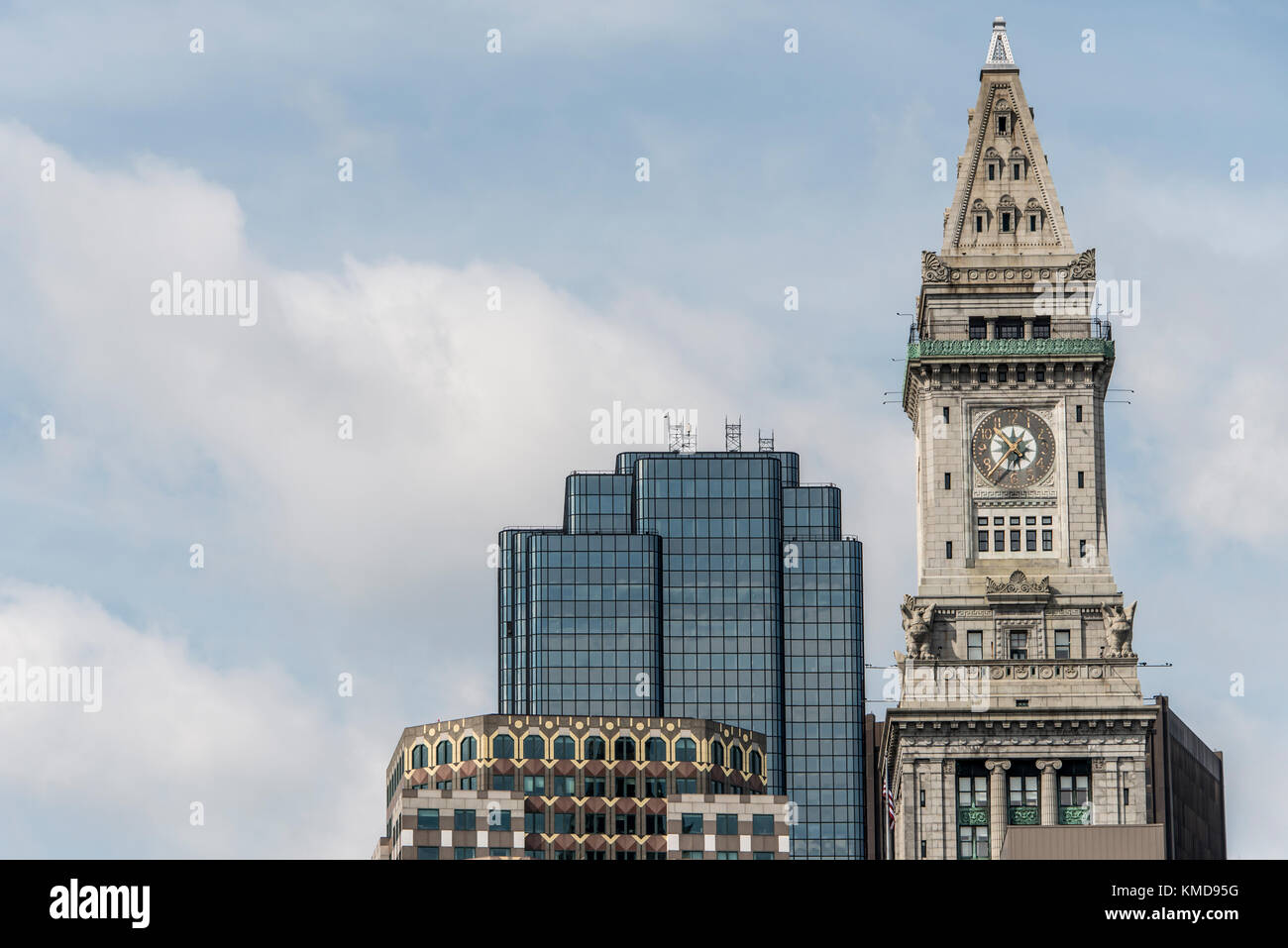 View of the historic Custom House skyscraper clock tower in skyline of ...