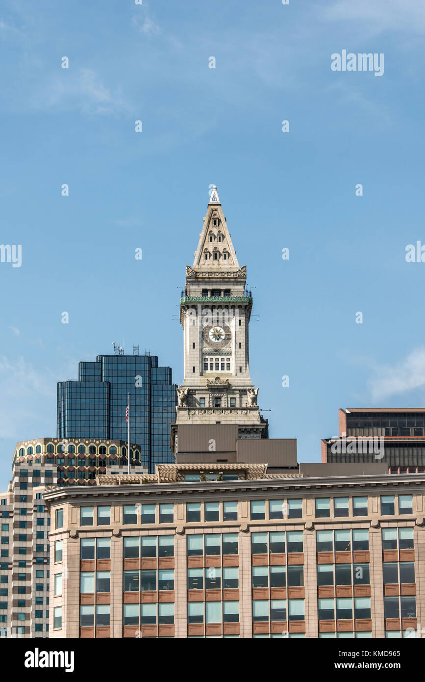 View of the historic Custom House skyscraper clock tower in skyline of ...