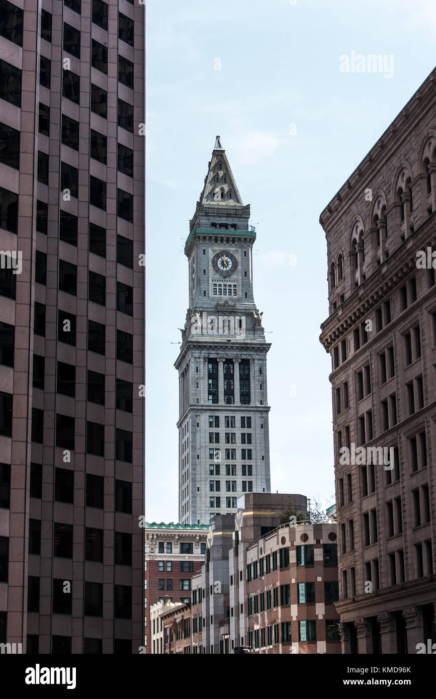 View of the historic Custom House skyscraper clock tower in skyline of ...