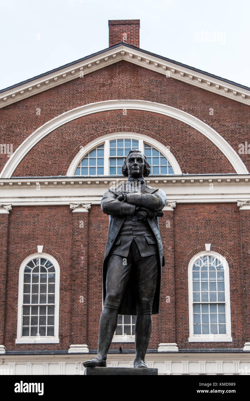 Samuel Adams monument statue near Faneuil Hall in Boston, Massachusetts ...