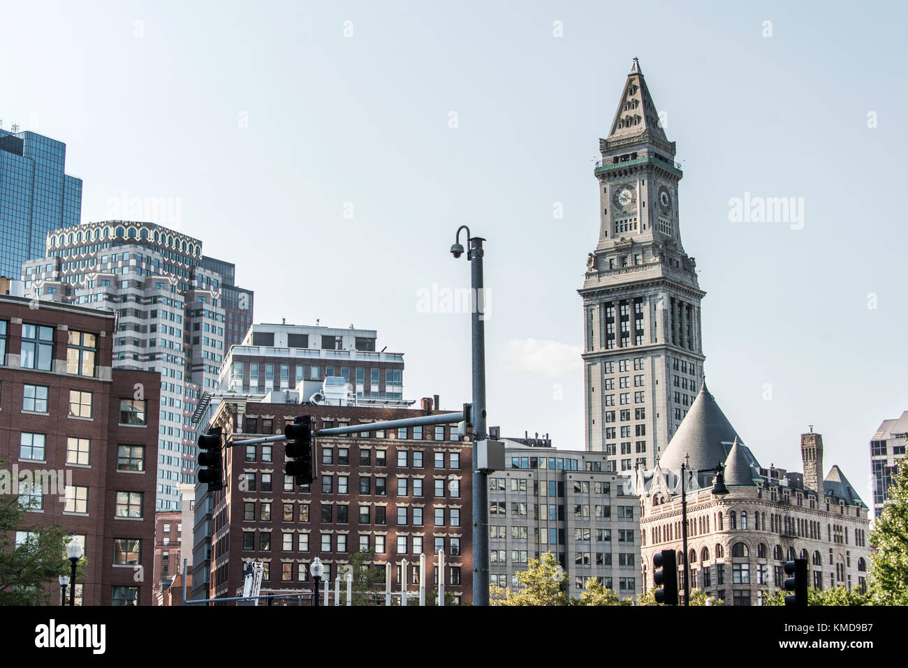 View of the historic Custom House skyscraper clock tower in skyline of ...