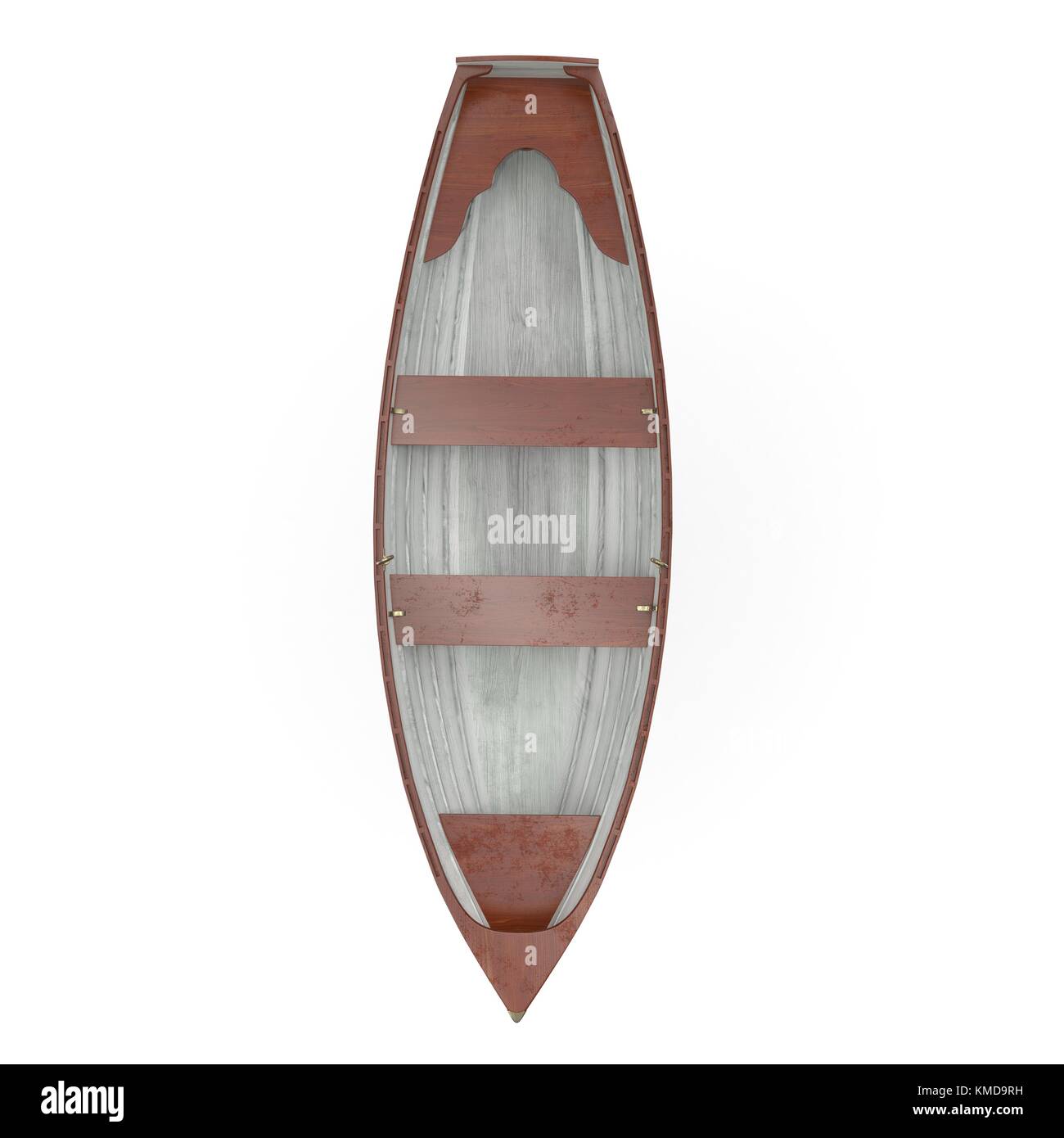 Wooden row boat on white. Top view. 3D illustration Stock Photo - Alamy