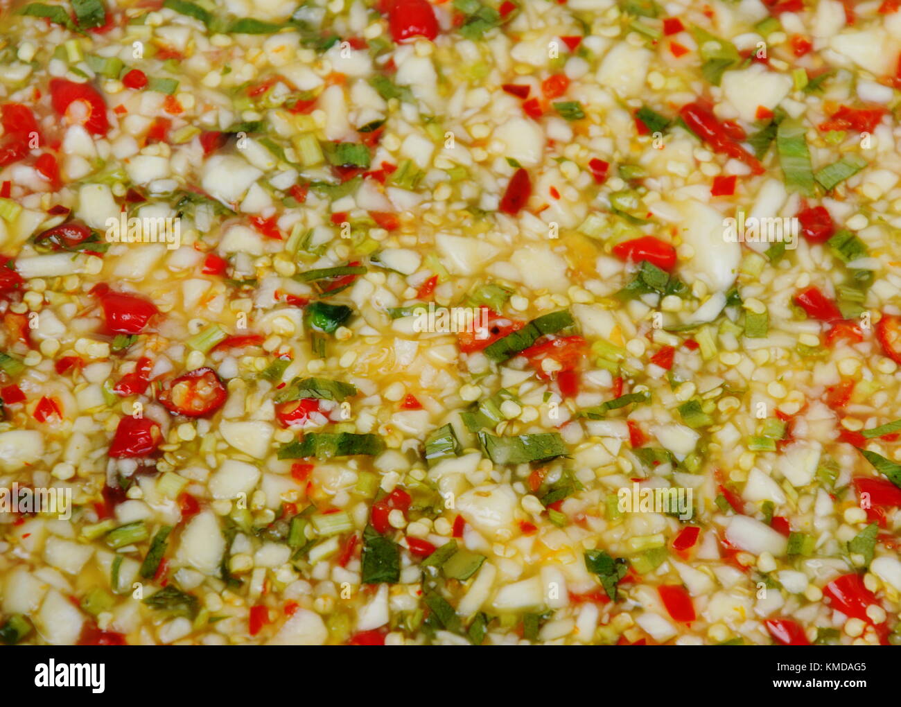 chop chili and garlic in lemon fish sauce Stock Photo - Alamy
