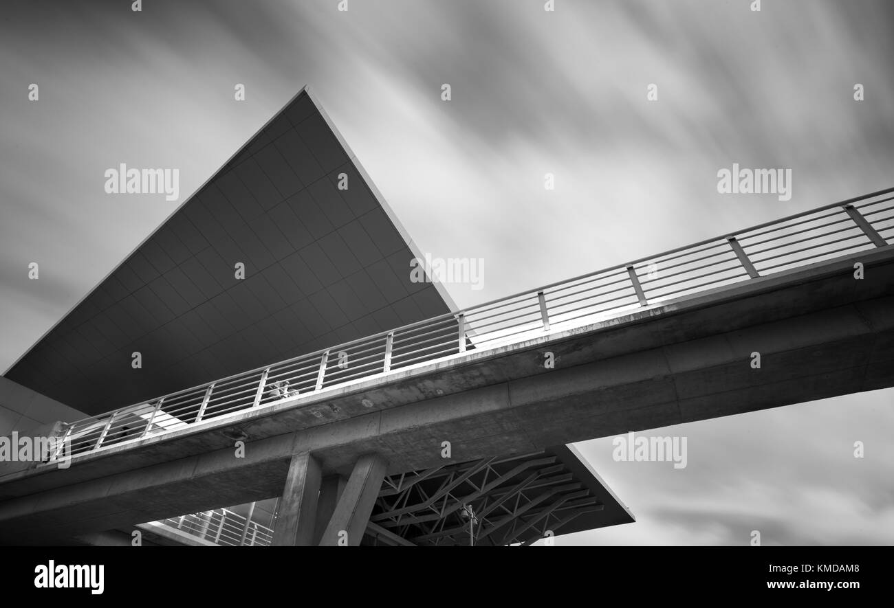 Monochrome image of architectural details of modern buildings. Long ...