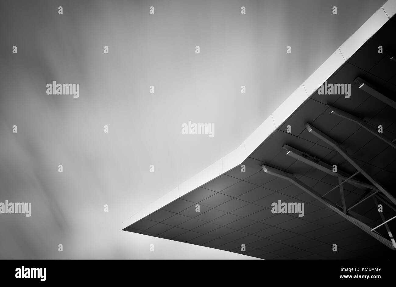 Monochrome image of architectural details of modern buildings. Long ...
