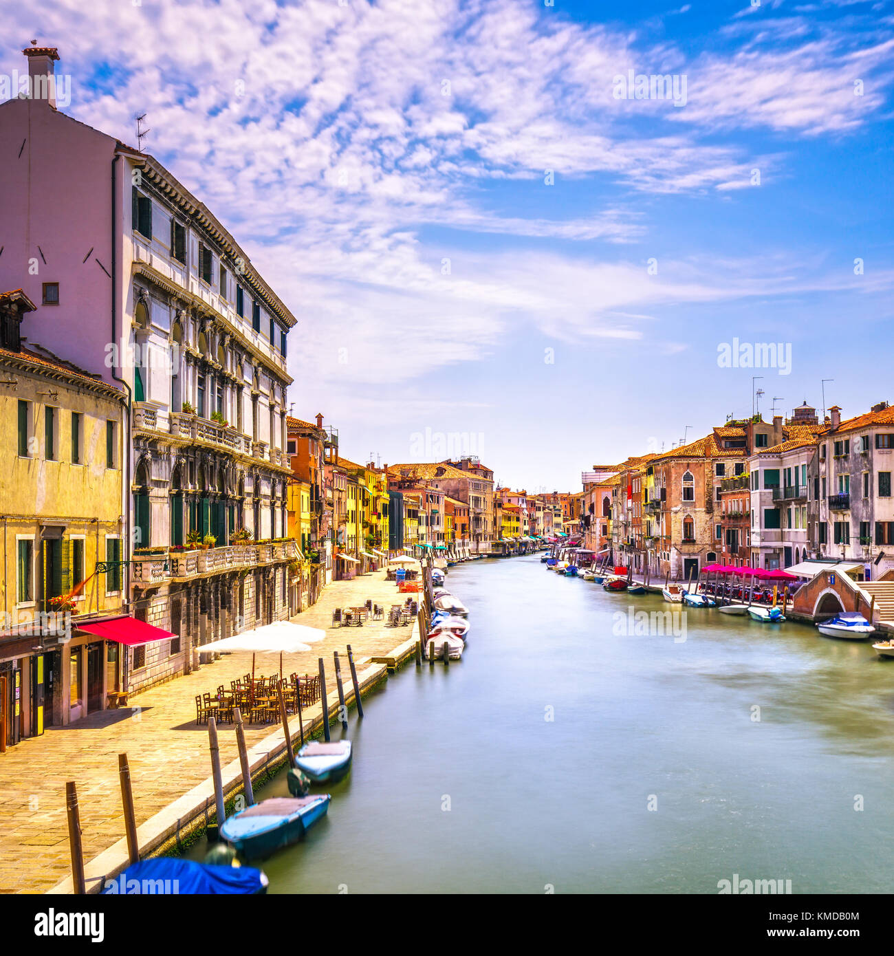 Venice water canal in Cannaregio. Italy. Long exposure photography ...