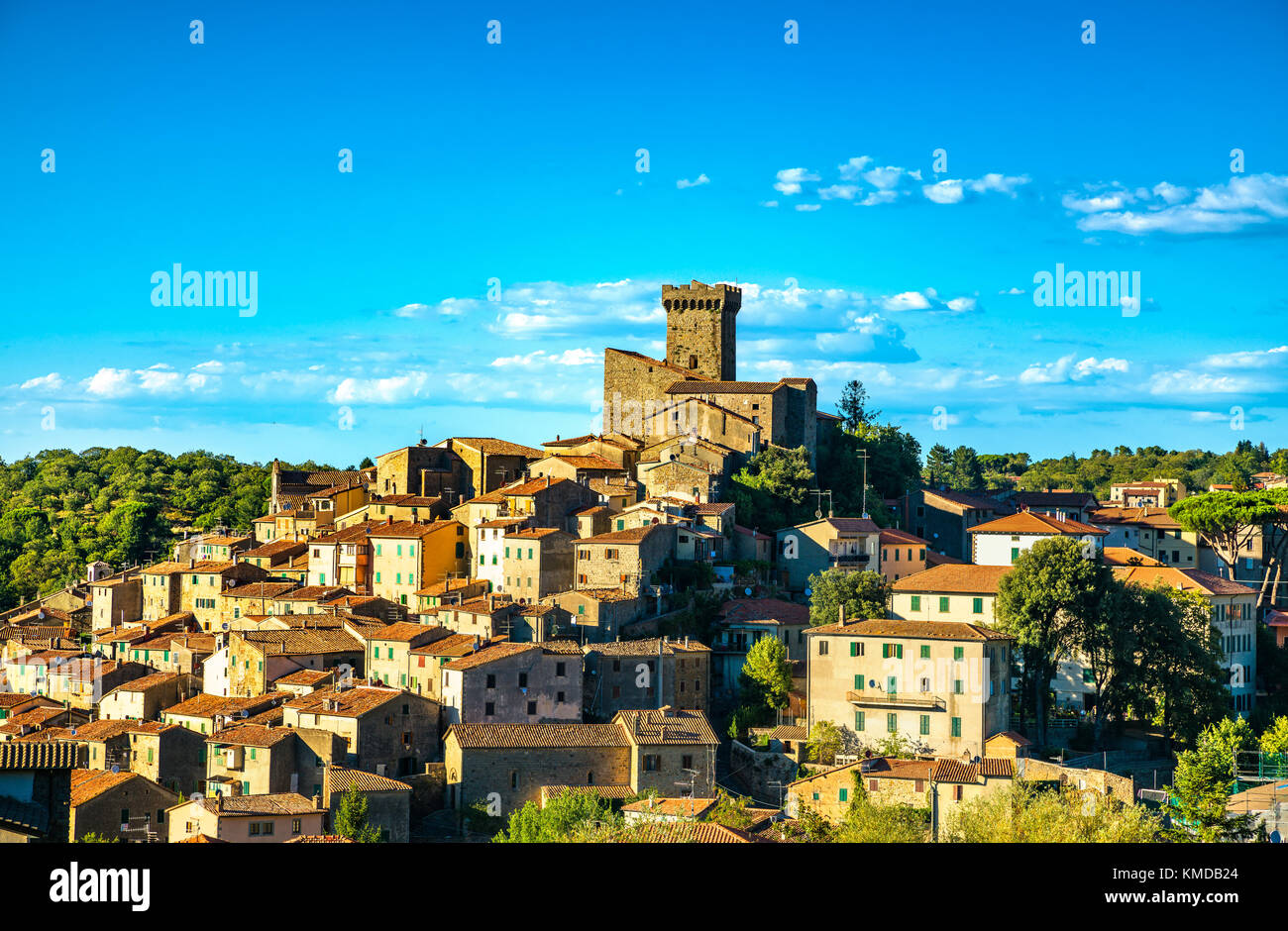 Tuscany, Arcidosso medieval village and tower. Monte Amiata, Grosseto ...