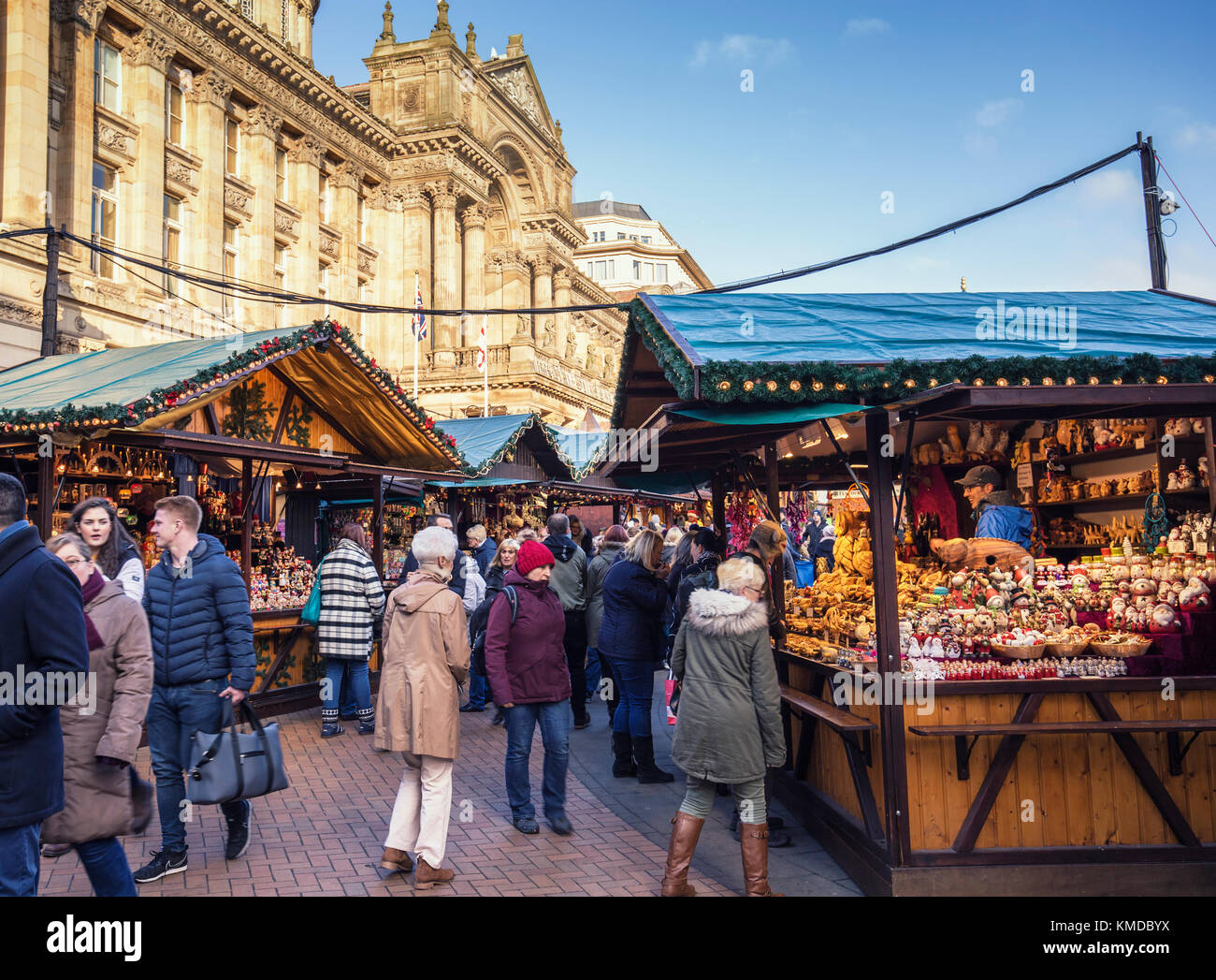 German Market Stalls at Bright Sunny Day Stock Photo - Alamy