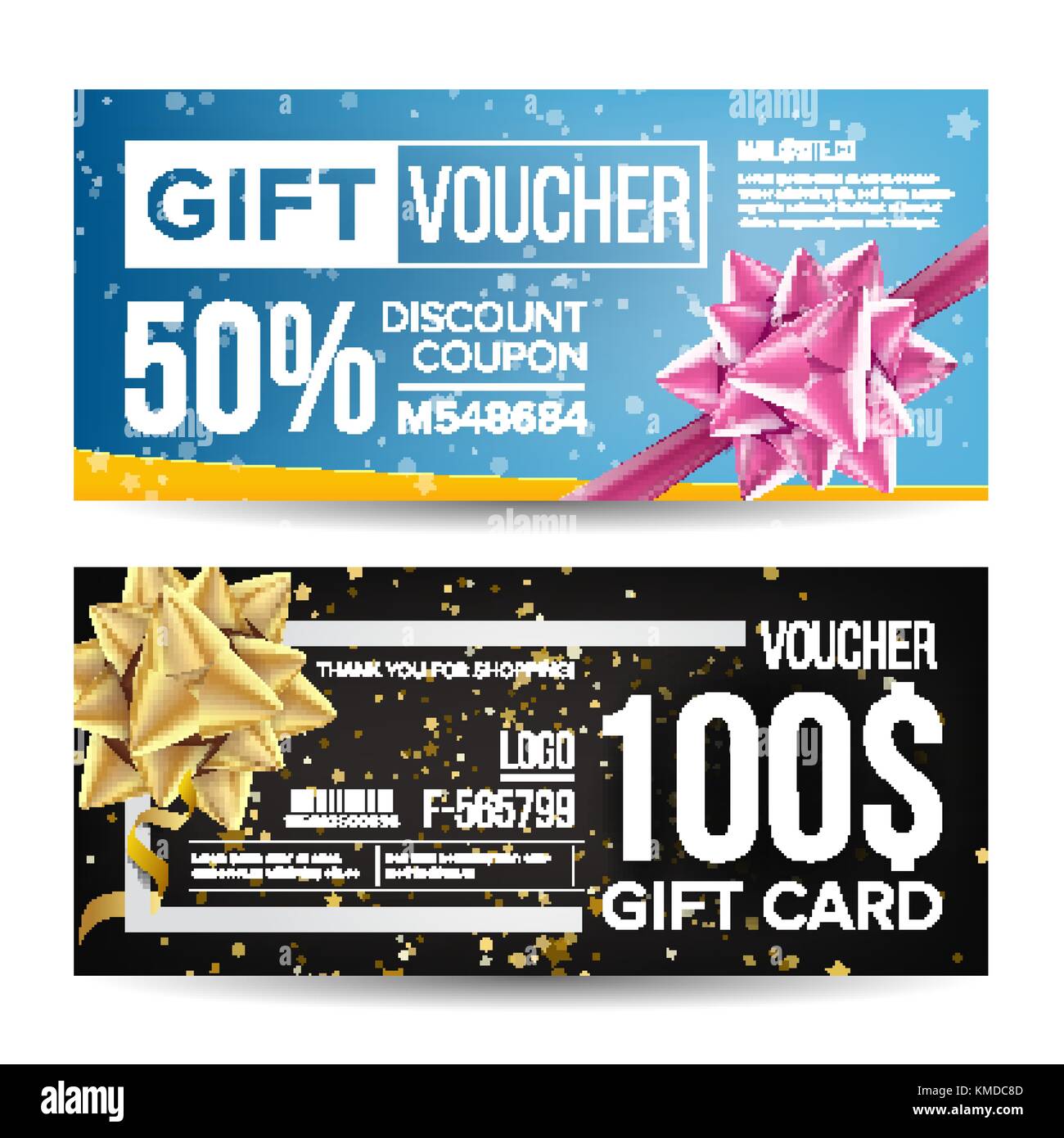 Voucher Design Vector. Horizontal Discount. For Shopping Cards ...