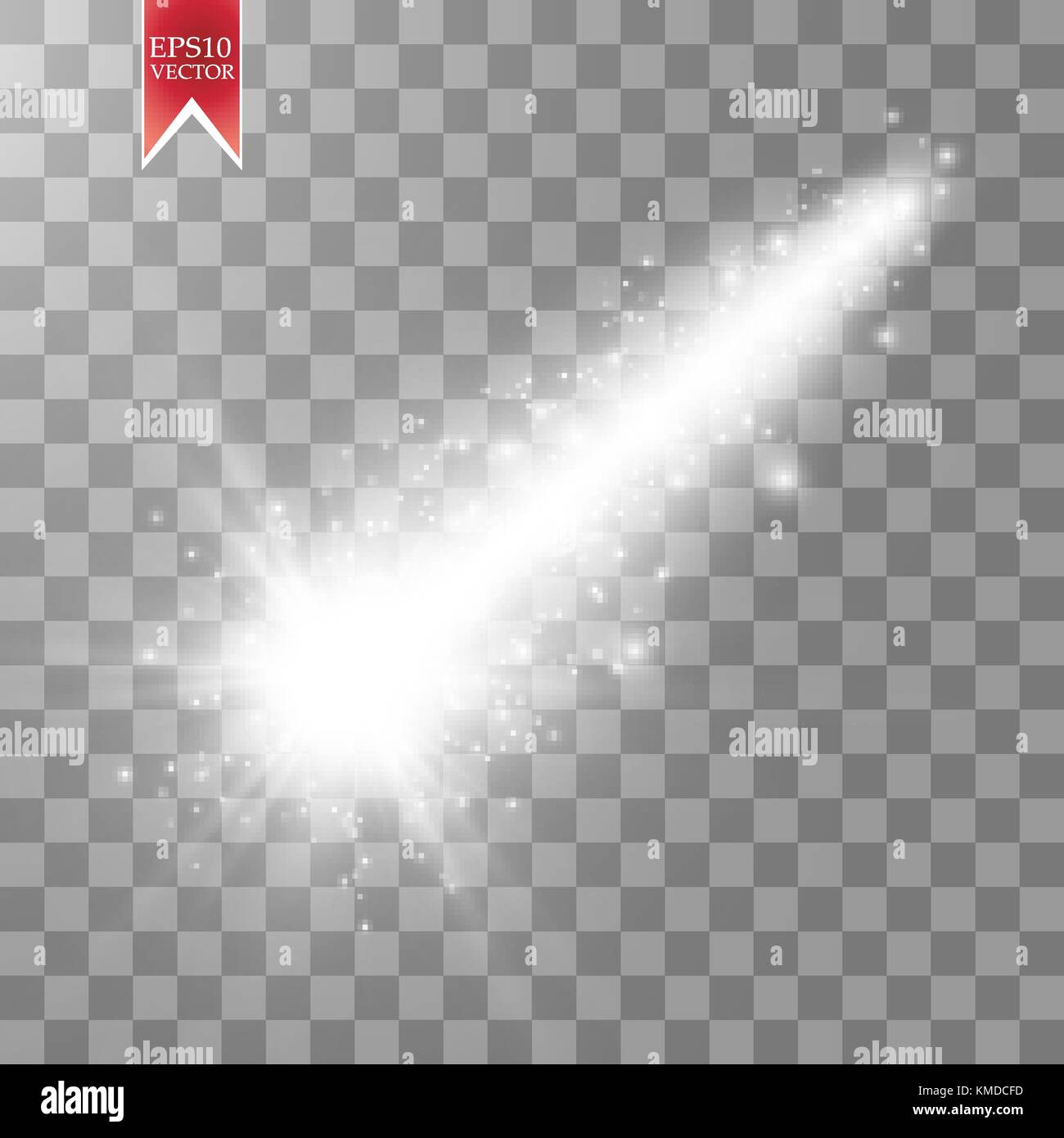 A bright comet with large dust. Falling Star. Glow light effect. Golden ...