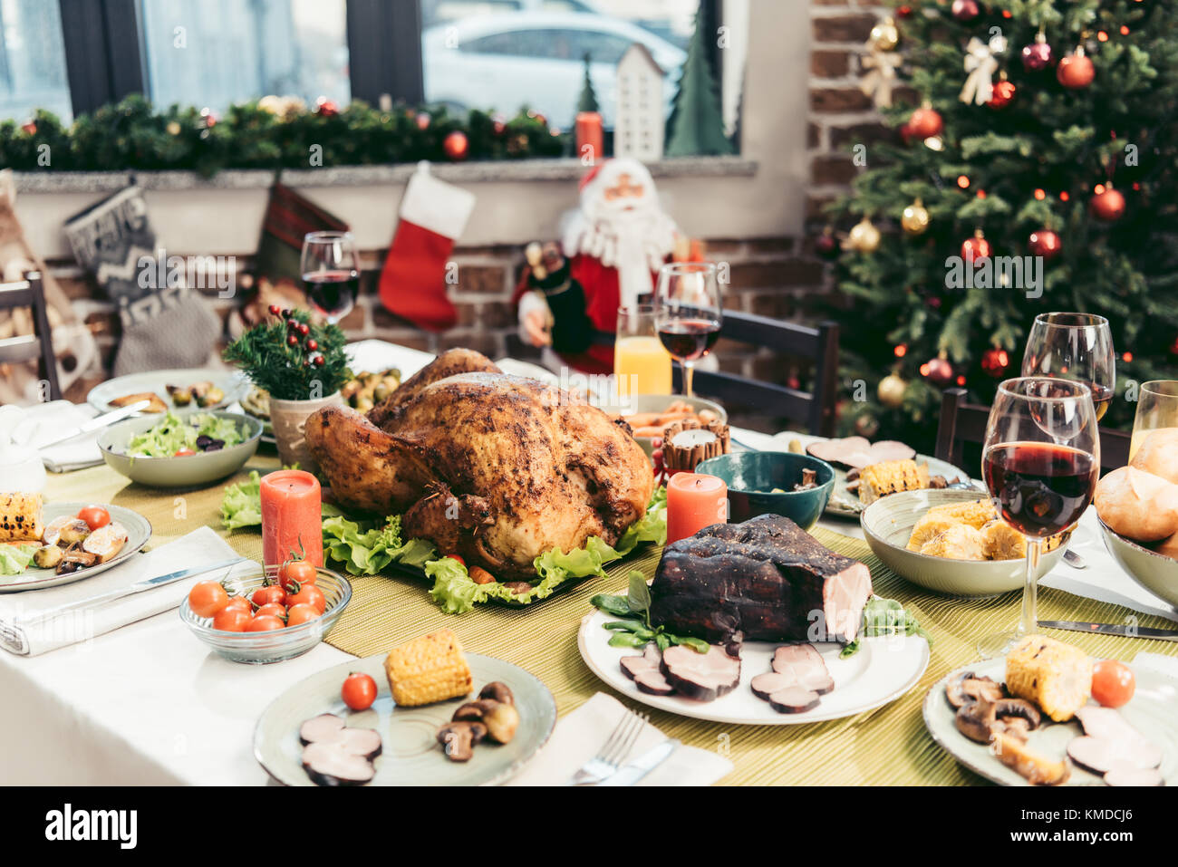 christmas holiday table Stock Photo - Alamy