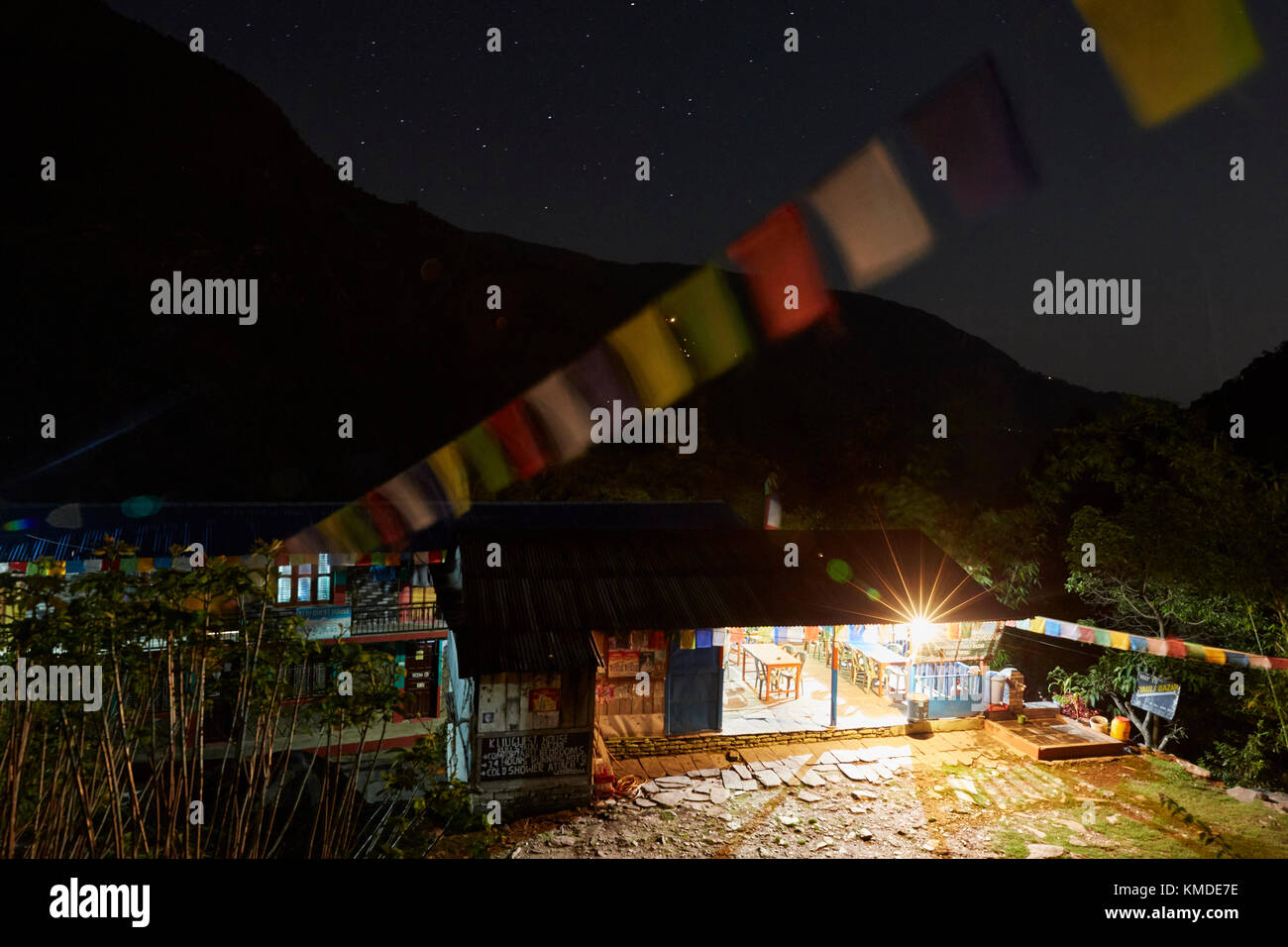 Mountains and valley in the Himalaya at night Stock Photo - Alamy