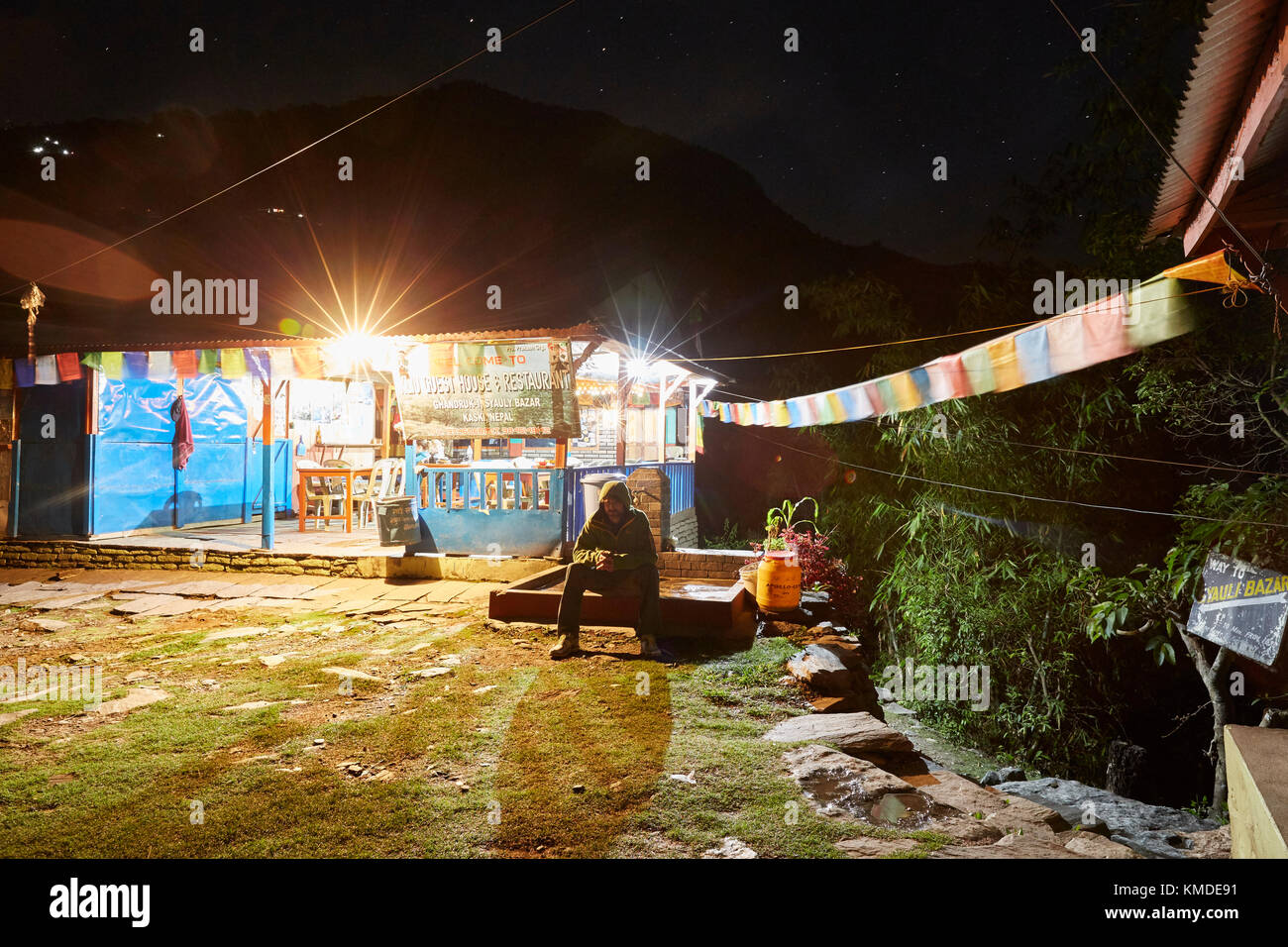 Mountains and valley in the Himalaya at night Stock Photo - Alamy