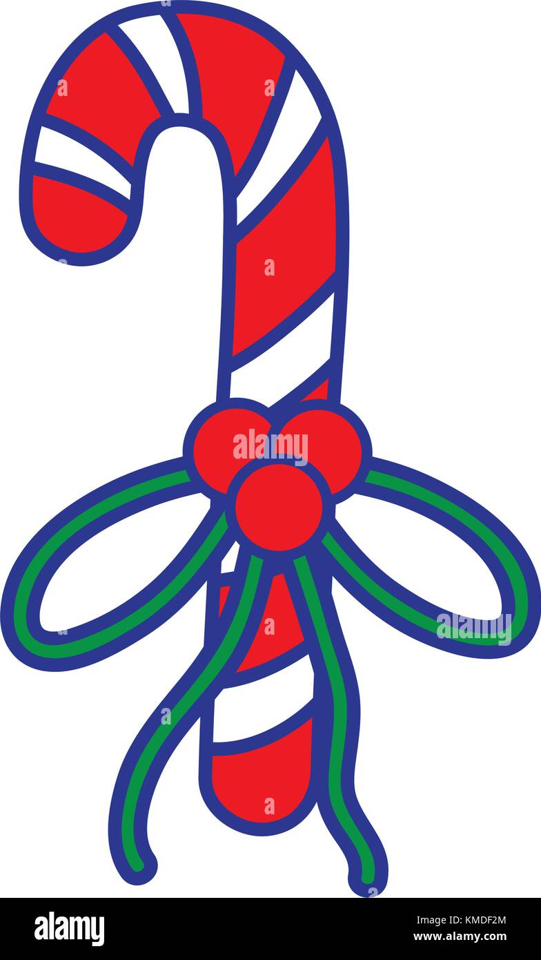 full color sweet walking stick with ribbon bow design Stock Vector ...