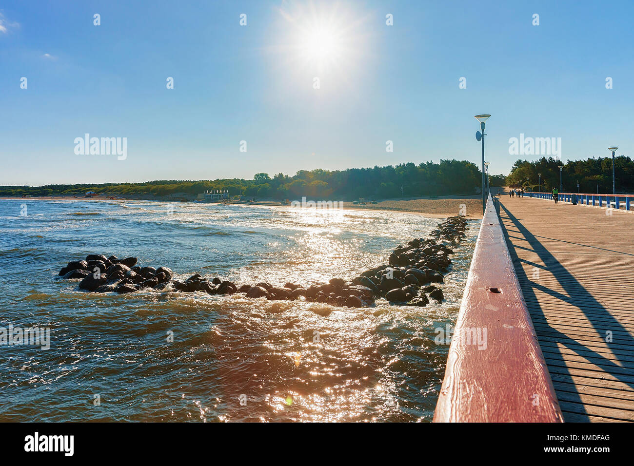 Sunrise over the Baltic Sea and Palanga bridge, Lithuania Stock Photo ...