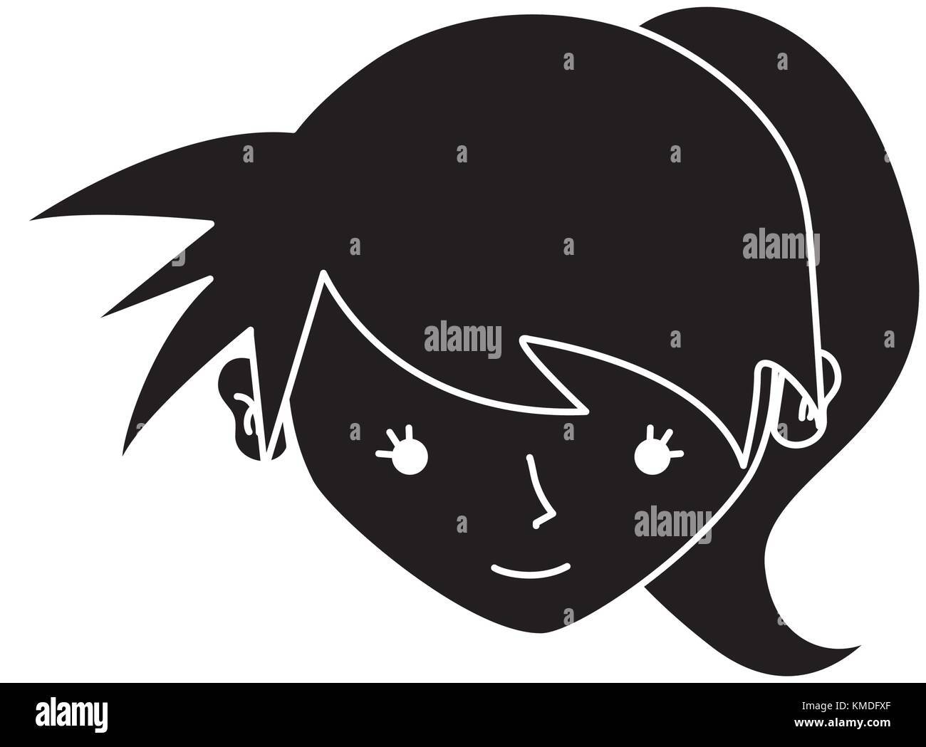 contour avatar girl head with tail hair Stock Vector Image & Art - Alamy