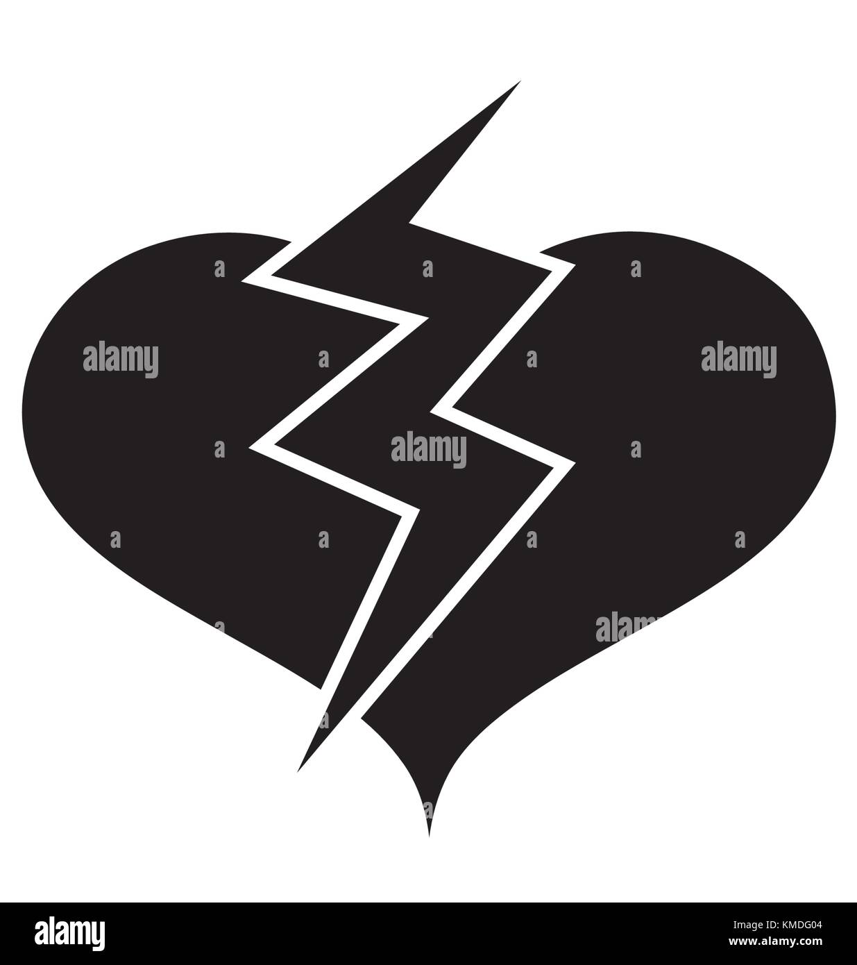 contour heart with thunder symbol lobe design Stock Vector Image & Art ...