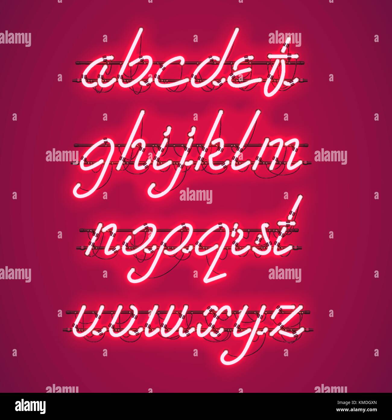 Glowing Red Neon Lowercase Script Font Stock Vector Image & Art - Alamy
