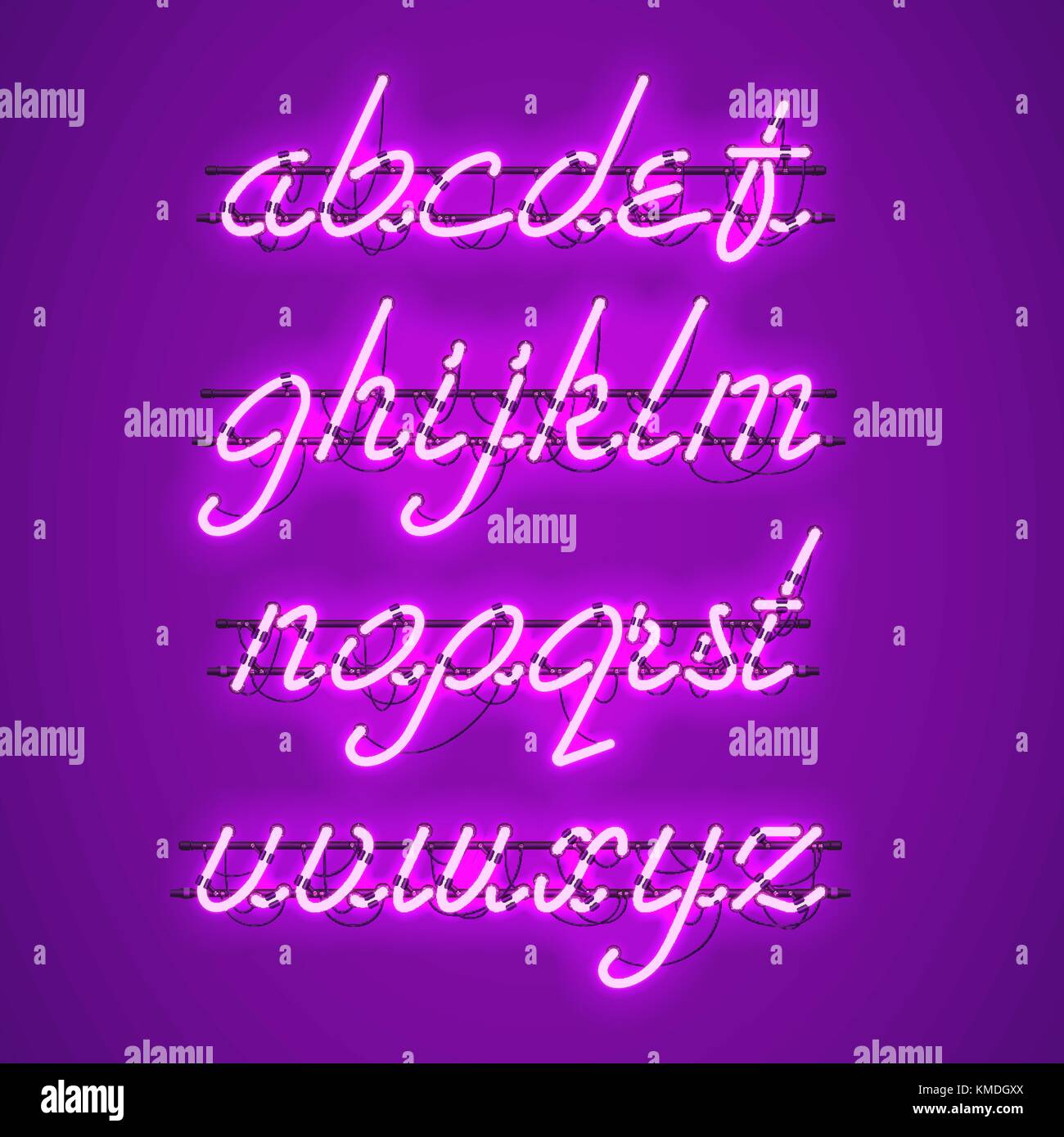 Glowing Purple Neon Lowercase Script Font Stock Vector Image & Art - Alamy