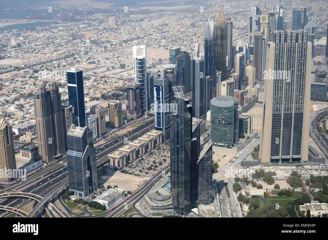 VIEW OF CENTRAL DUBAI FROM THE BURJ KHALIFA, TALLEST BUILDING IN THE ...